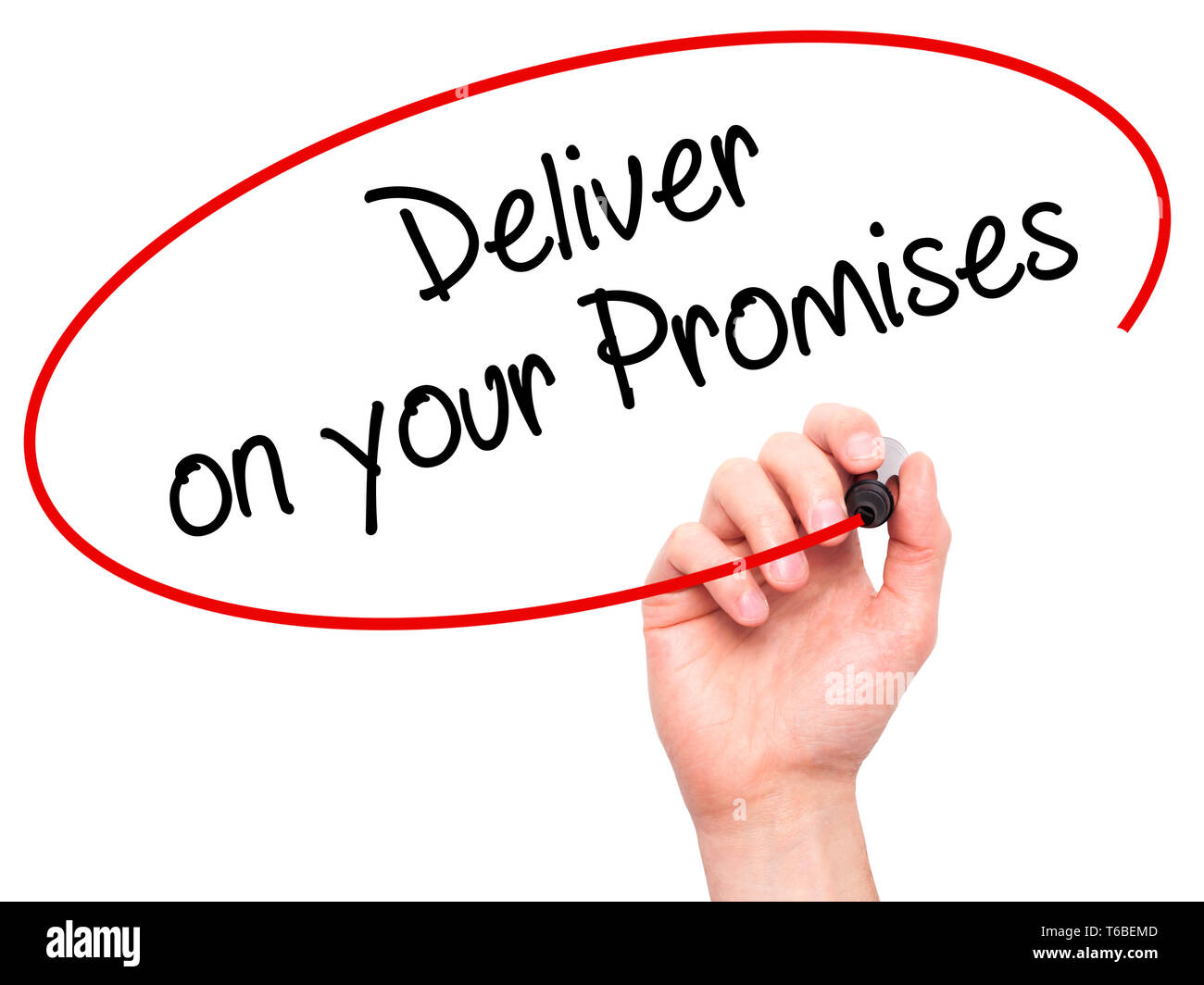 Man Hand writing Deliver on your Promises with black marker on visual ...