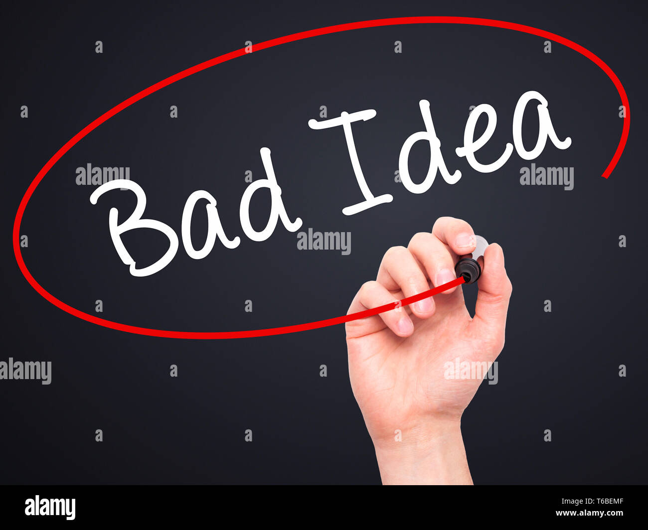 Man Hand writing Bad Idea with black marker on visual screen Stock ...