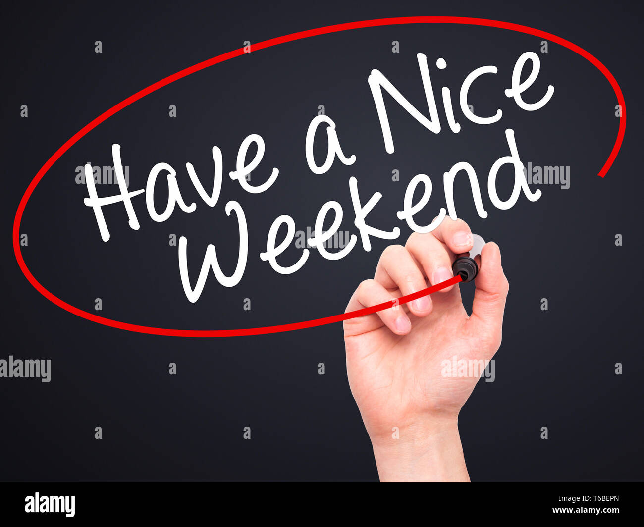 Man Hand writing Have a Nice Weekend with black marker on visual screen ...