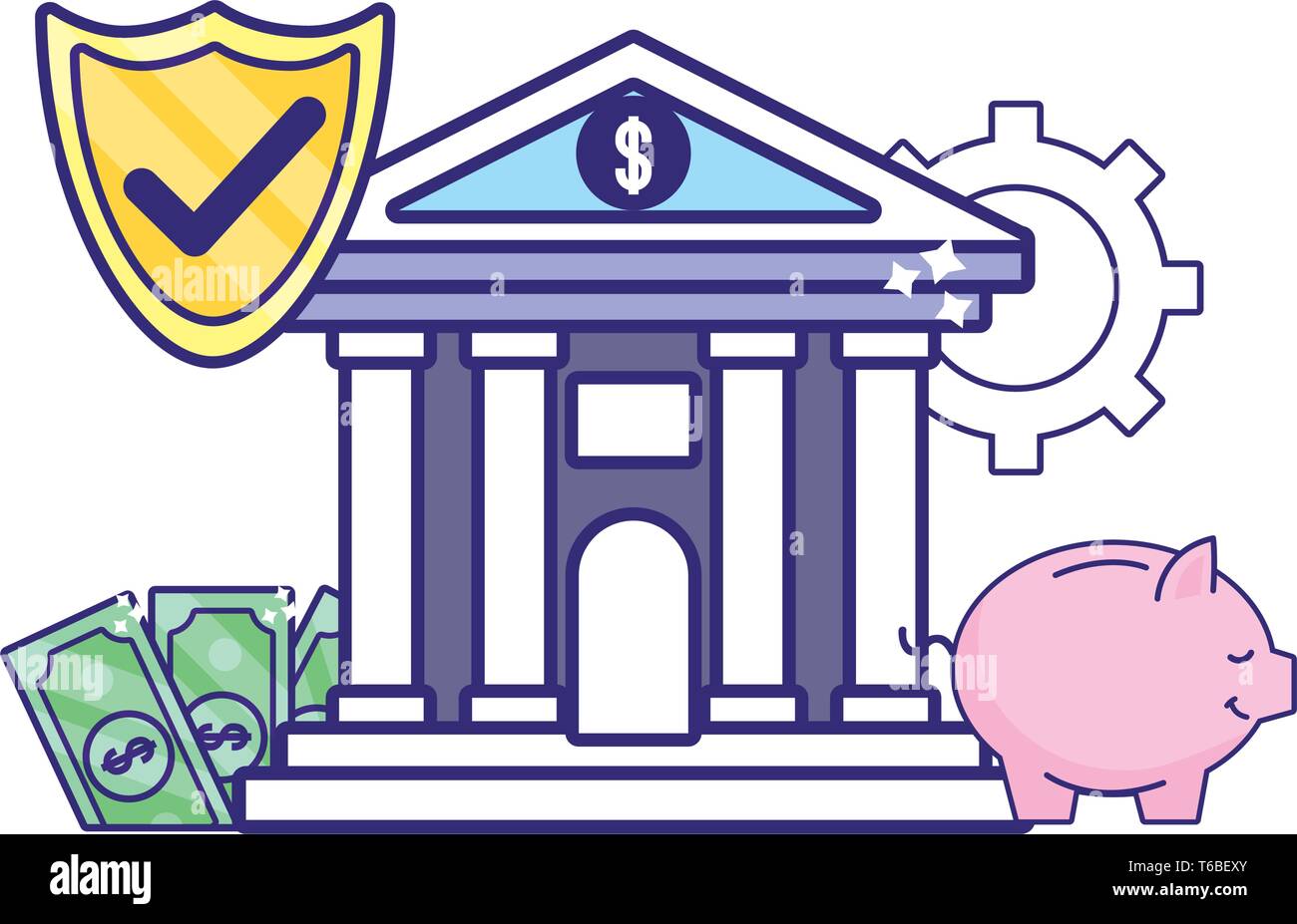 saving money business accounting bank with investment elements cartoon ...