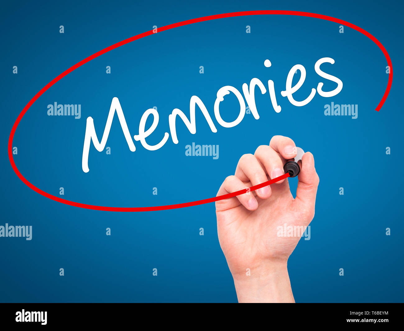 Man Hand writing Memories with black marker on visual screen Stock ...