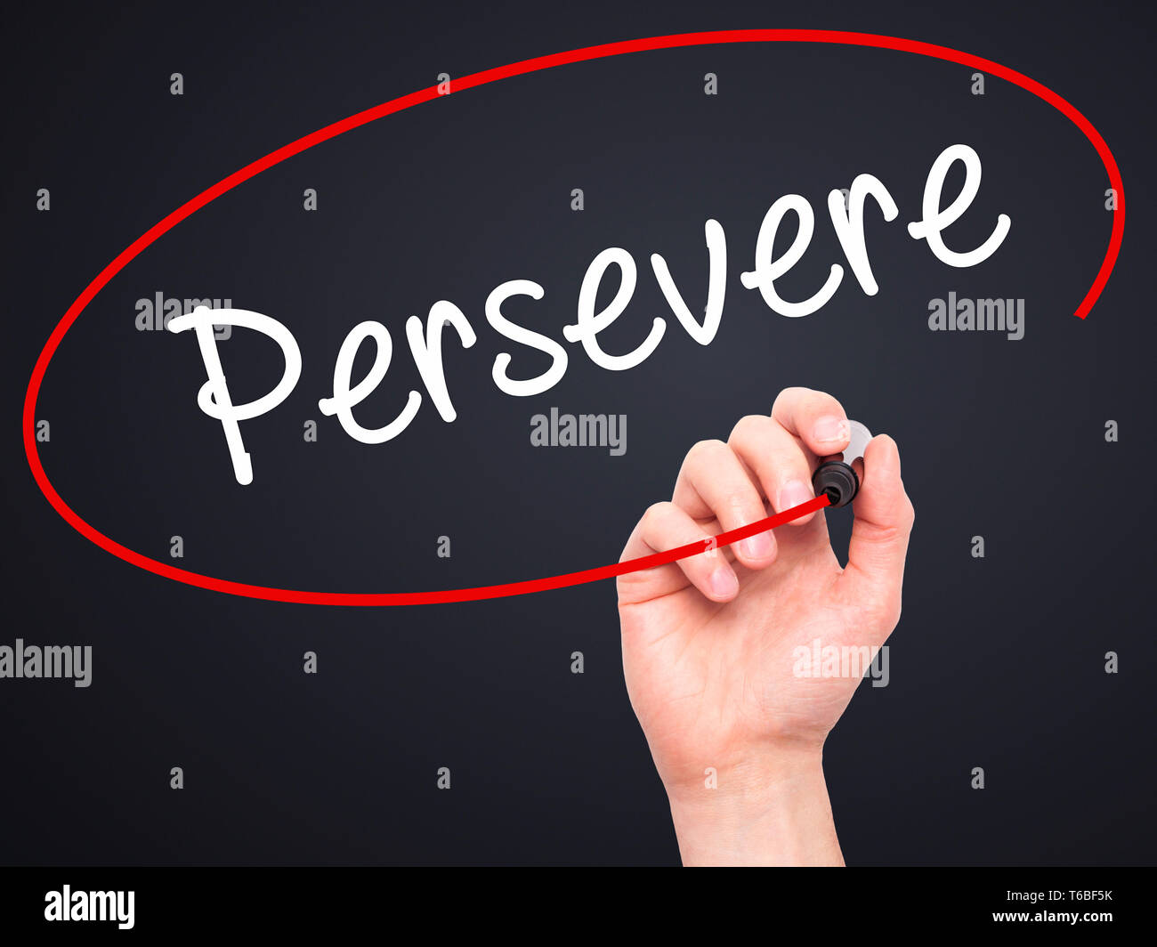 Man Hand writing Persevere with black marker on visual screen Stock ...