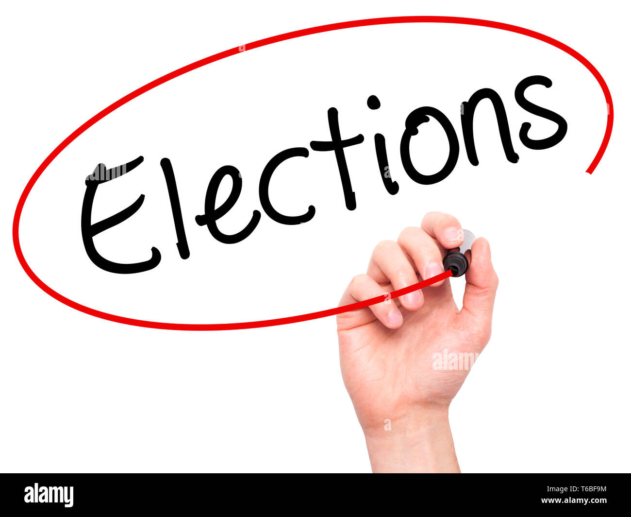 Man Hand writing Elections with black marker on visual screen Stock ...