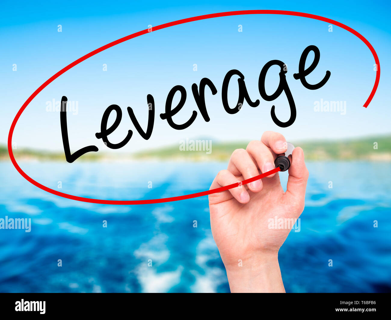 Man Hand writing Leverage with black marker on visual screen Stock ...