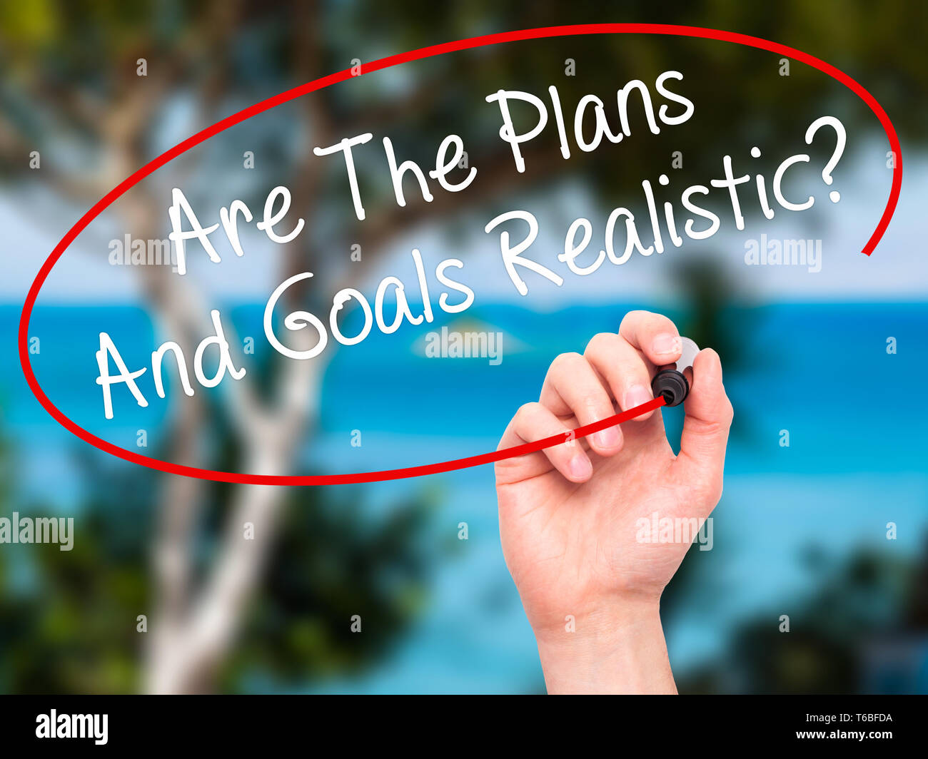 Man Hand writing Are The Plans And Goals Realistic? with black marker ...