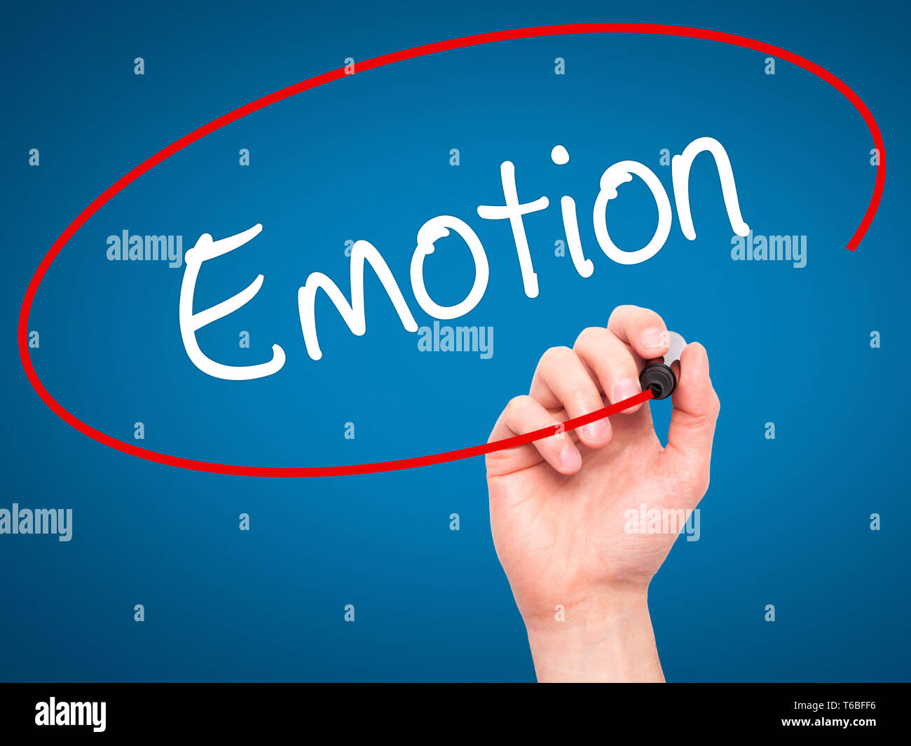 Man Hand writing Emotion with black marker on visual screen Stock Photo ...
