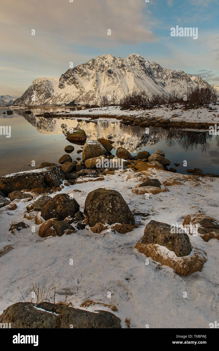 icy landscape of the lofoten, norway Stock Photo - Alamy