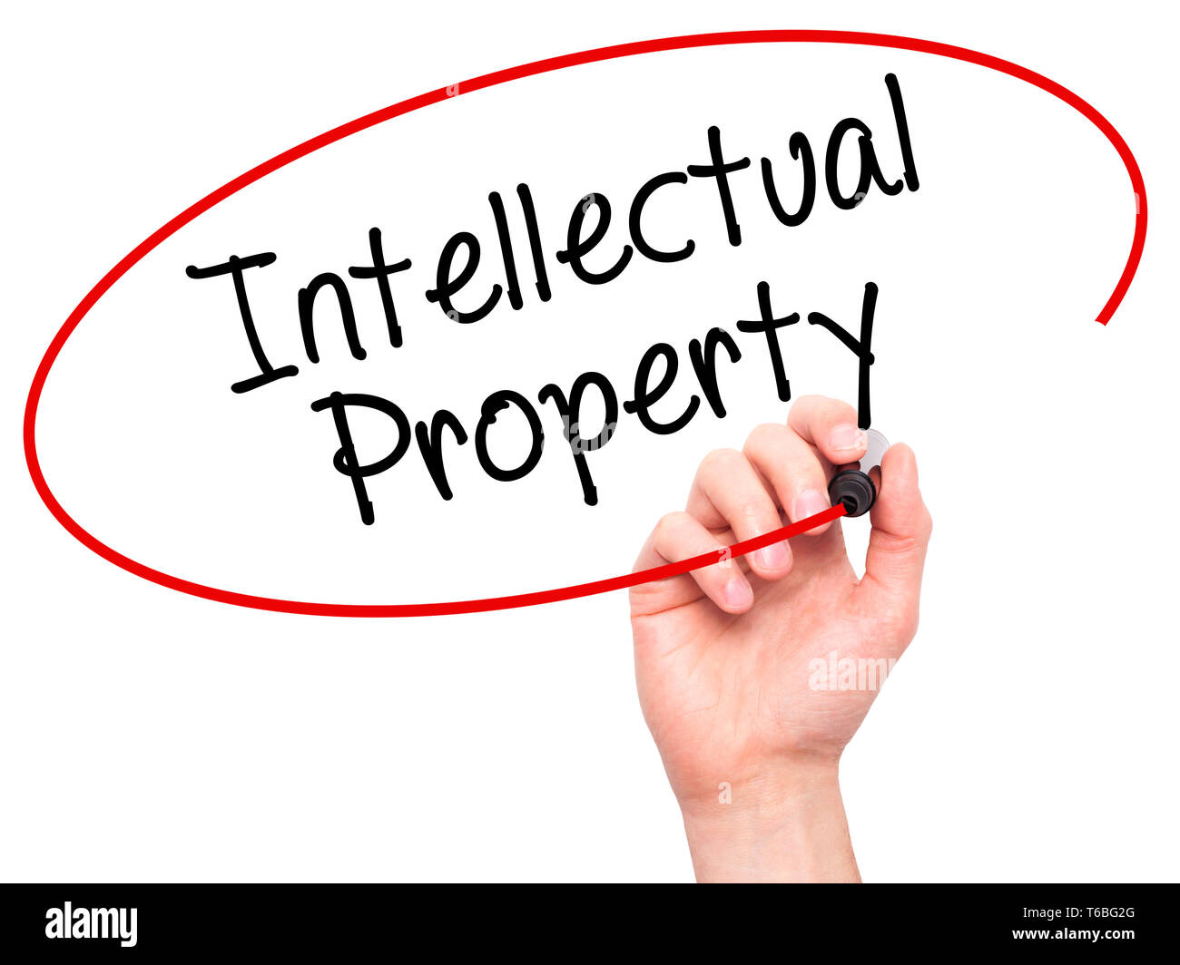 Man Hand writing Intellectual Property with black marker on visual ...
