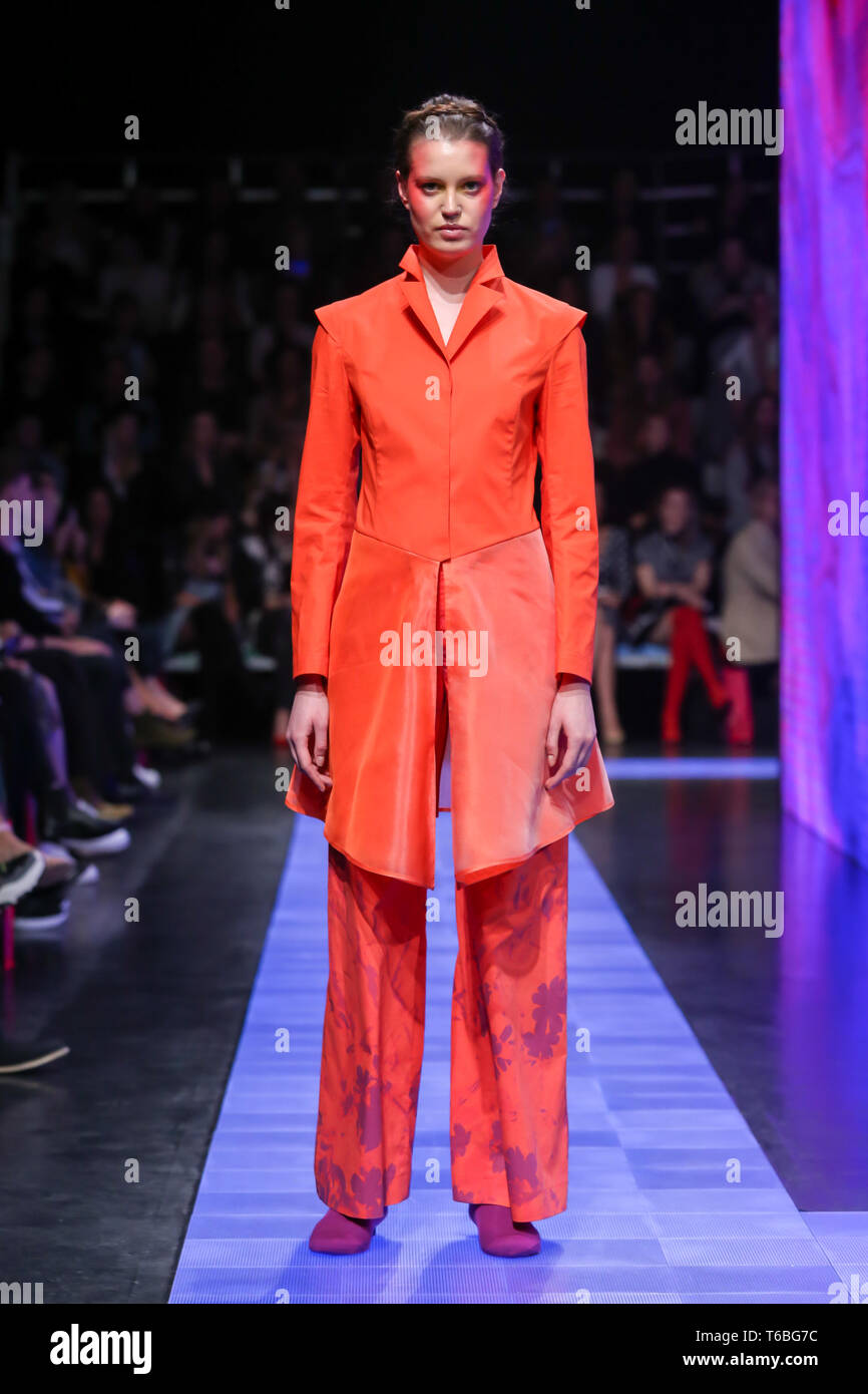 Zagreb, Croatia - March 23, 2019: A fashion model wearing Branka ...