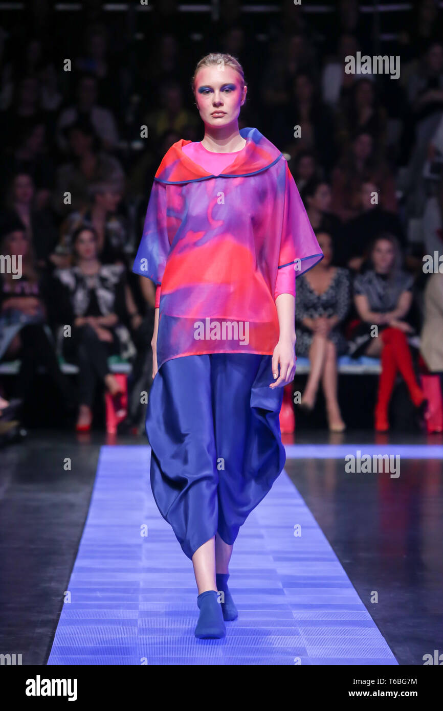 Zagreb, Croatia - March 23, 2019: A fashion model wearing Branka ...