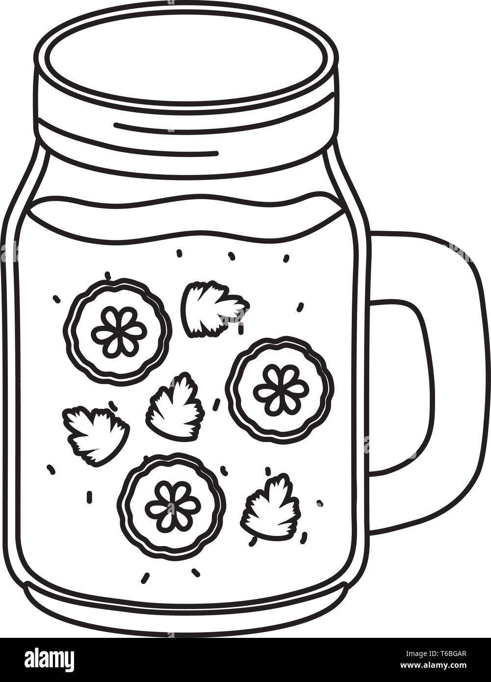 delicious healthy meal juice with fruits mix cartoon vector ...