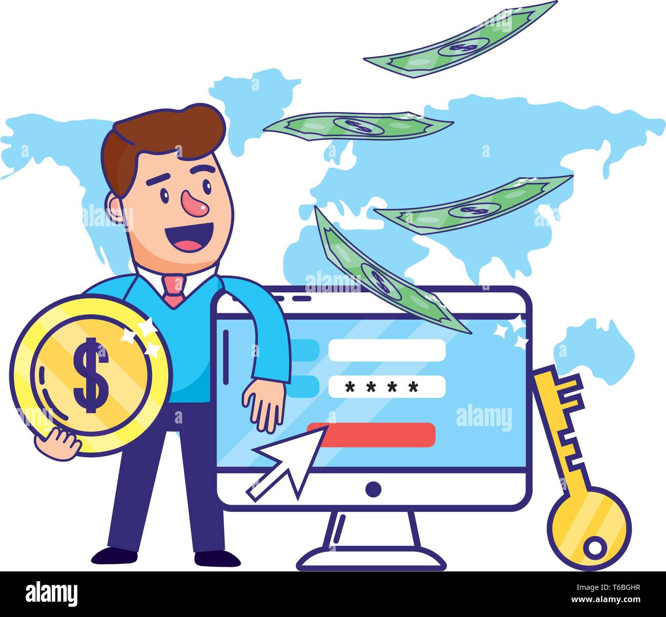 saving money finance concept with technology device and bank elements ...