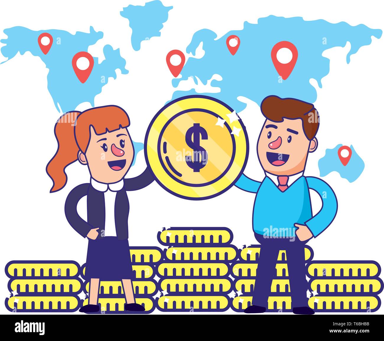 Banking teamwork financial planning worldwide locations currency money ...