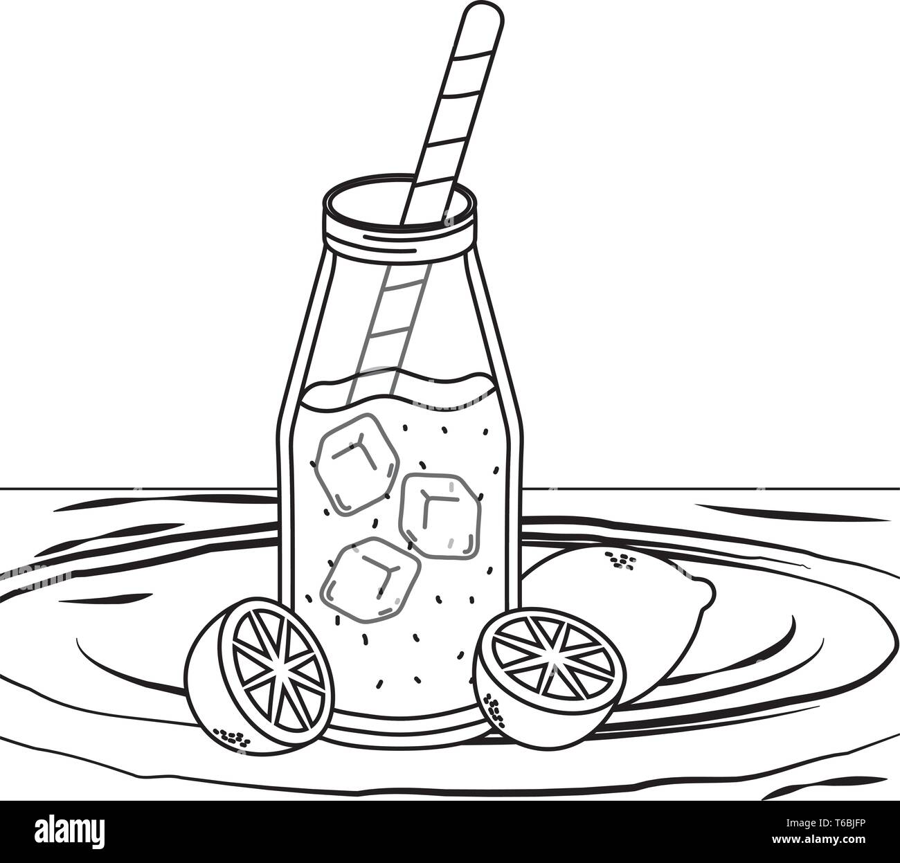 delicious healthy meal juice with fruits mix over wooden table cartoon ...