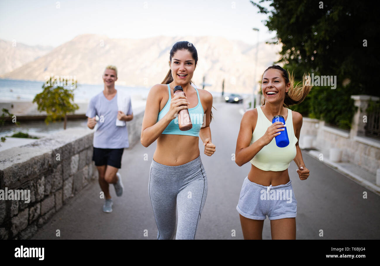 Man running jogging outside road hi-res stock photography and images - Alamy