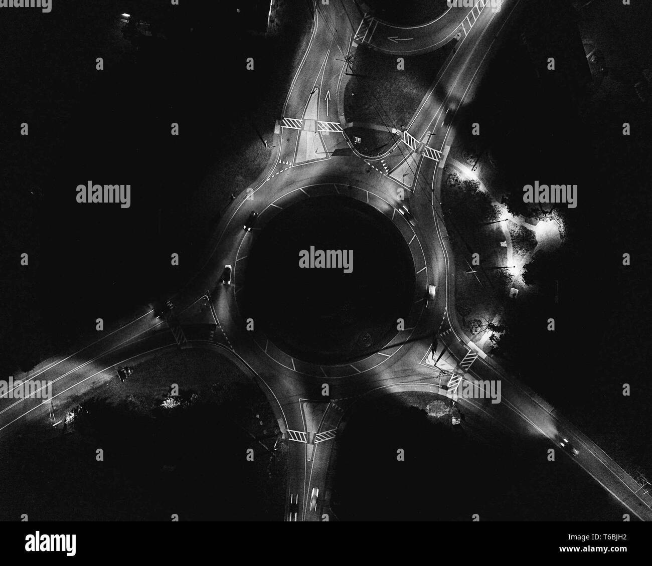 City above view night Black and White Stock Photos & Images - Alamy