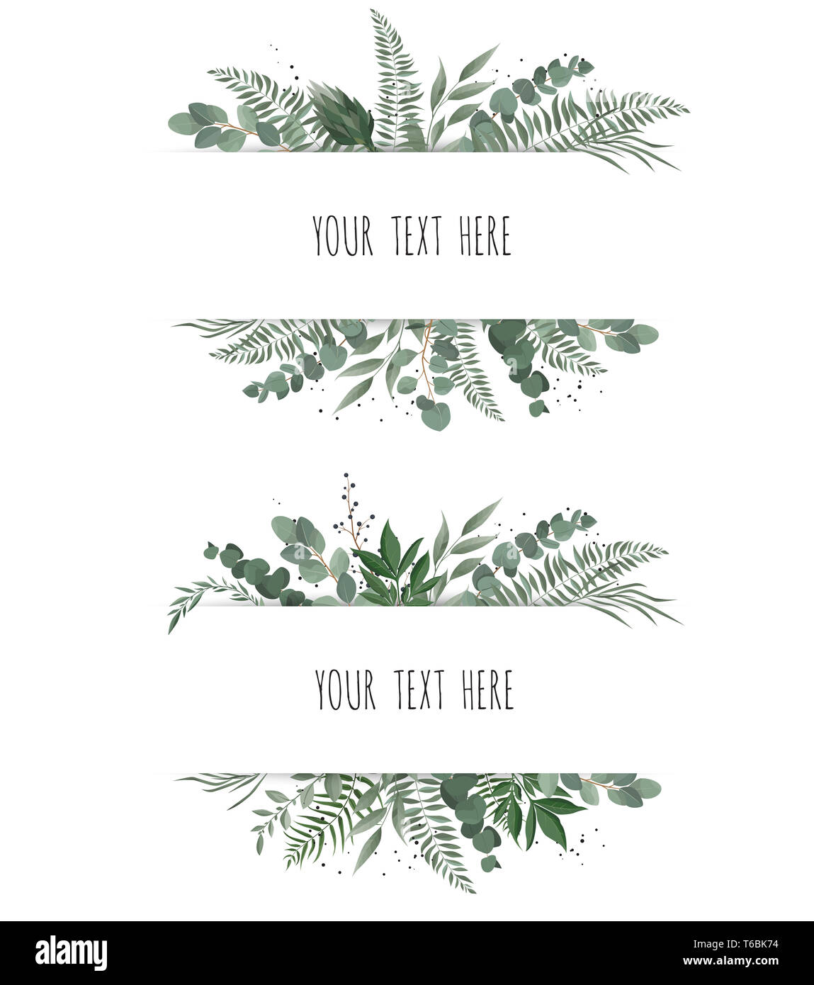 Horisontal botanical design banner. Pink rose, eucalyptus, succulents ...