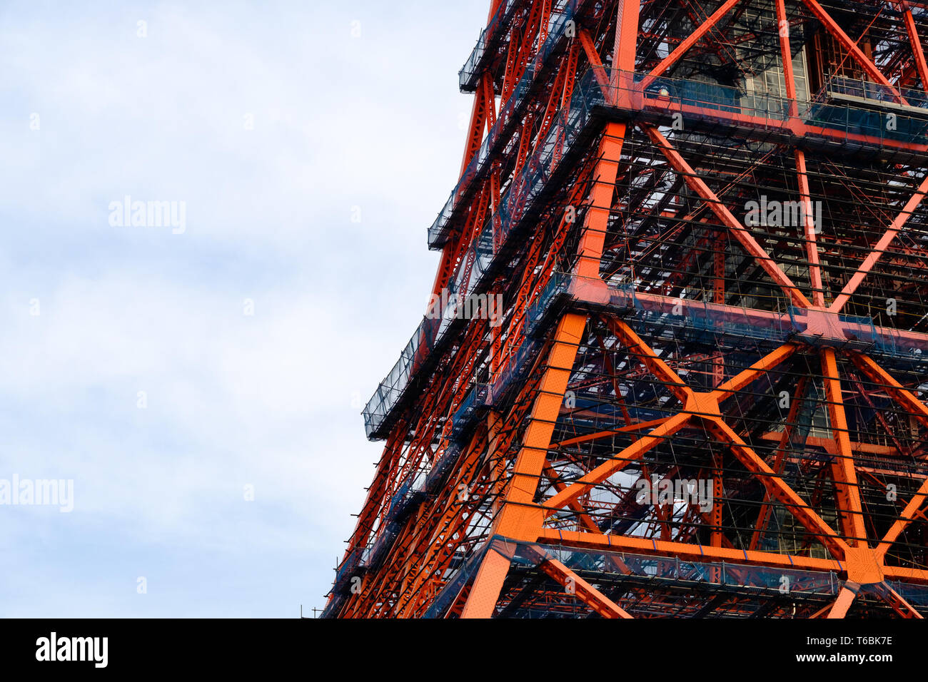 An up close detailed view of the intricate structure of Tokyo Tower ...