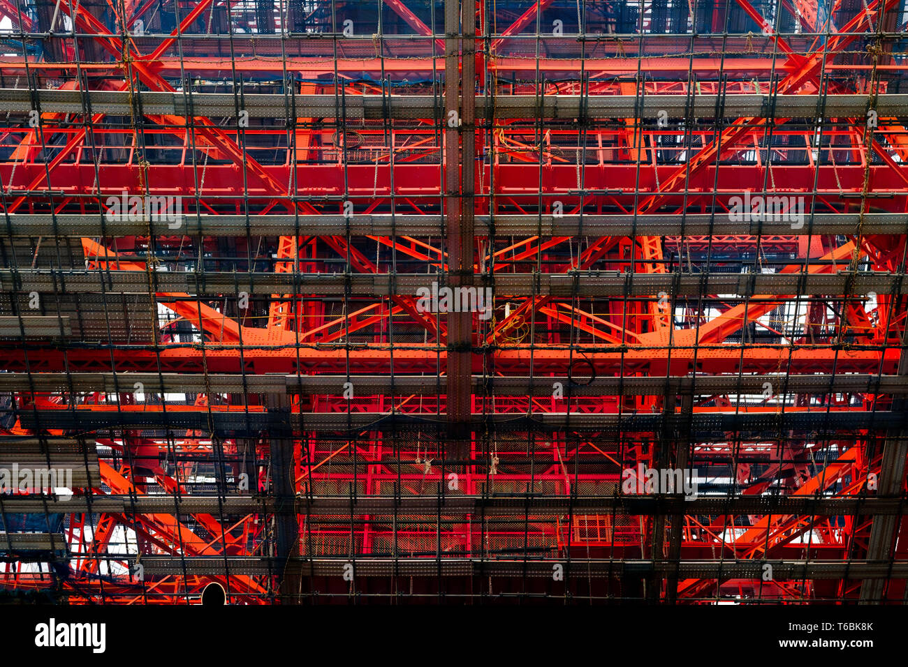 An up close detailed view of the intricate structure of Tokyo Tower ...
