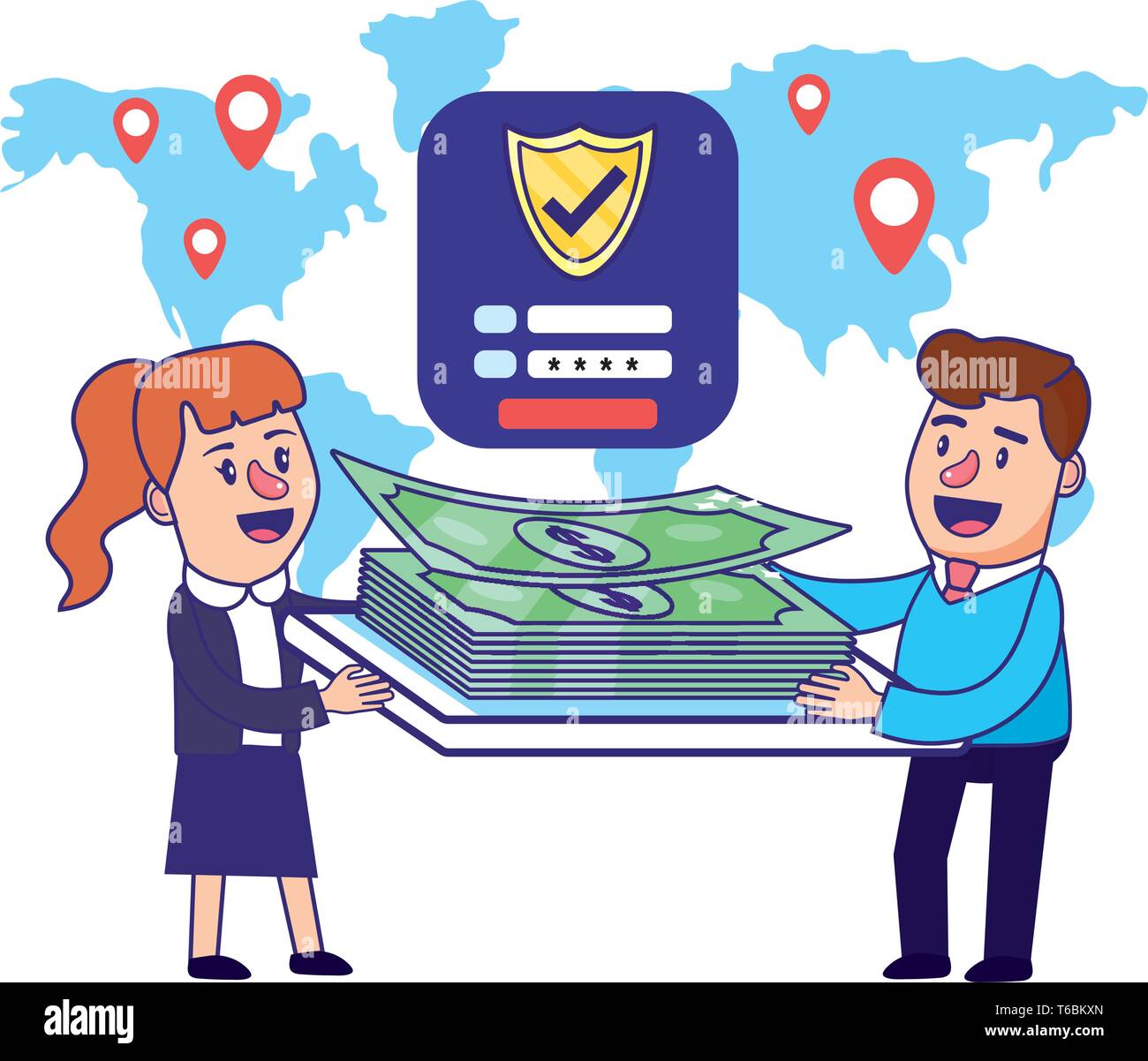 Banking teamwork financial planning worldwide locations currency money ...