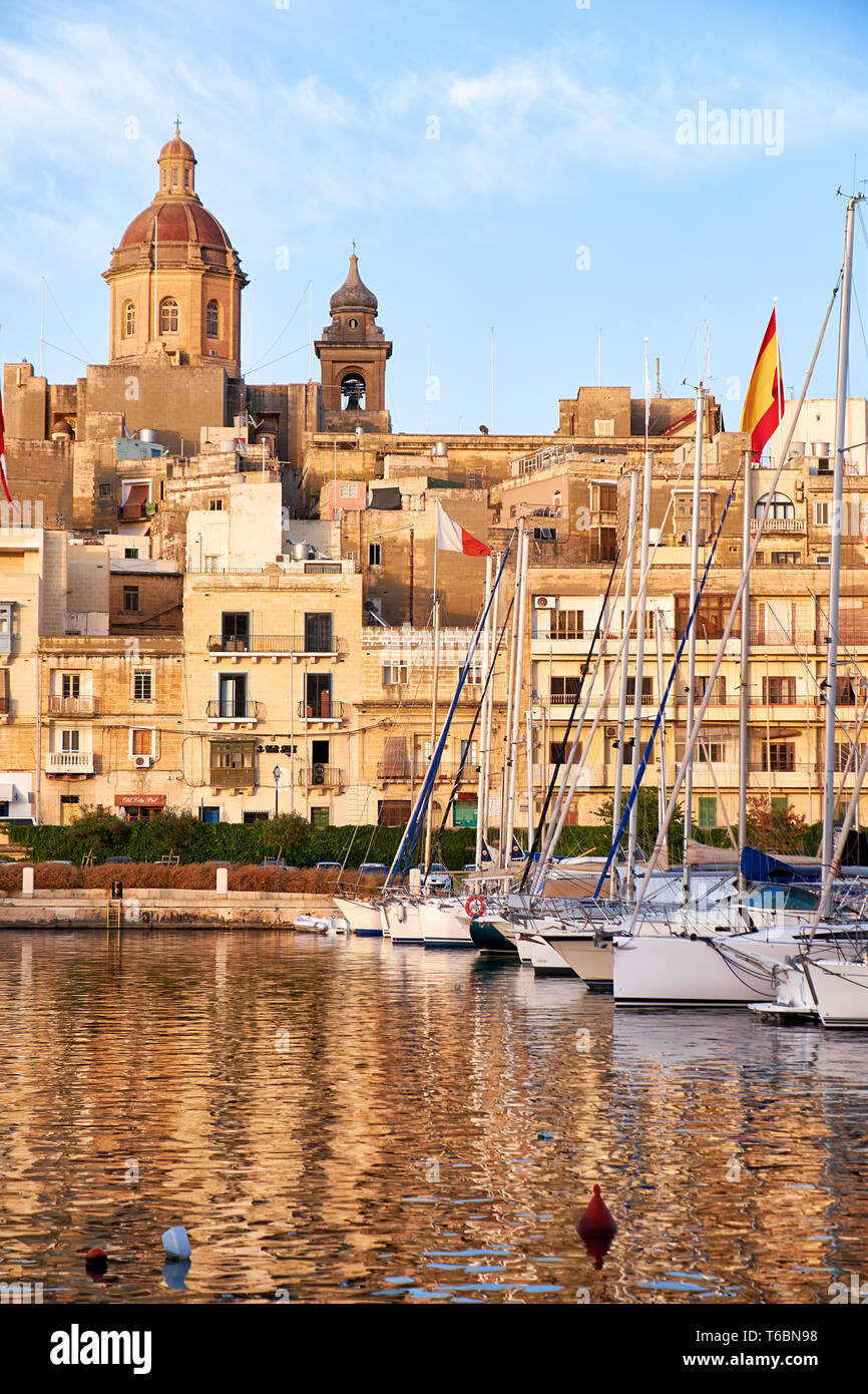 View of Birgu with Our Lady of Annunciation Church over the Dockyard ...