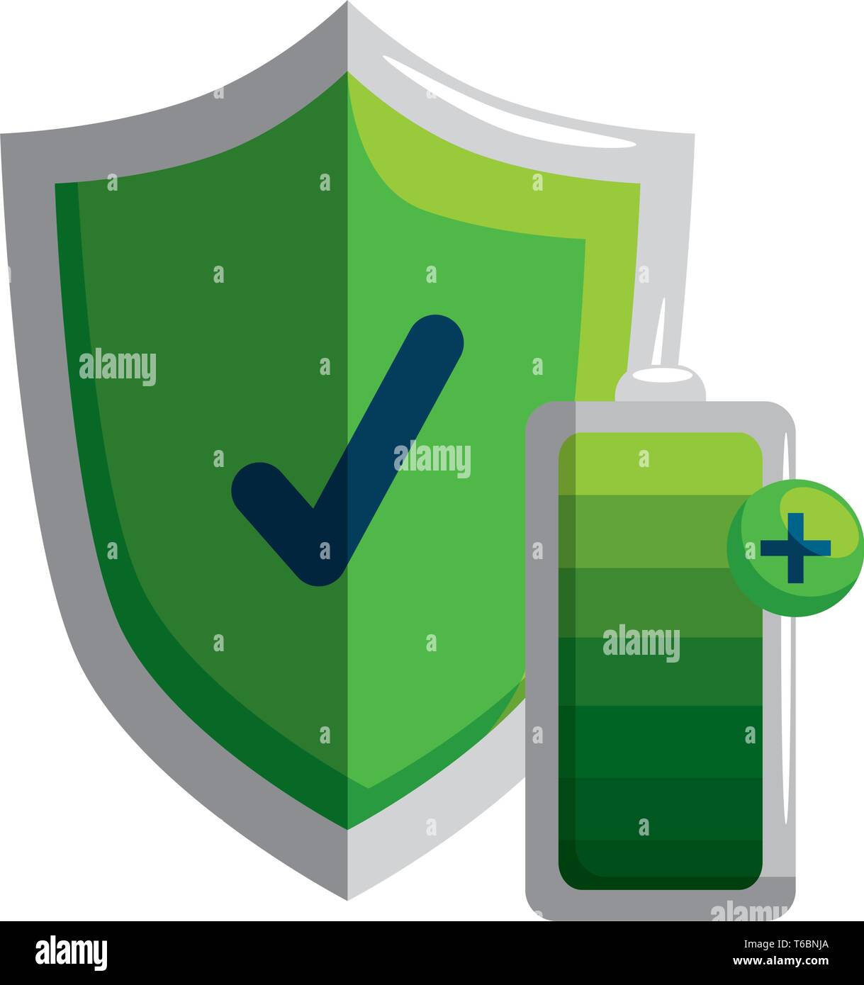 shield with check symbol and battery energy level Stock Vector Image ...