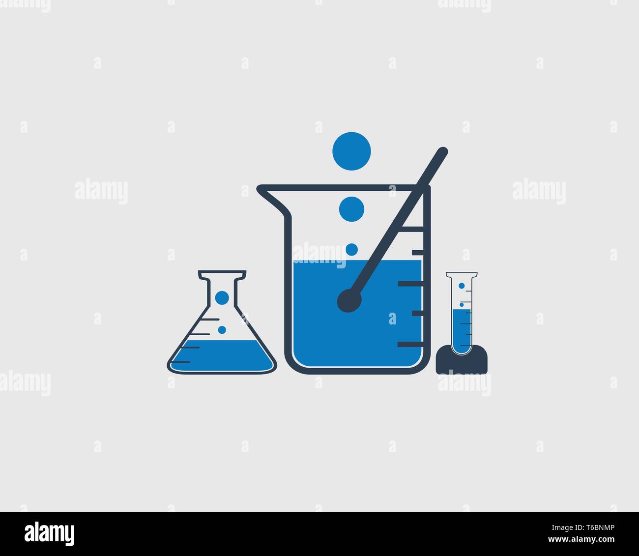 Laboratory Elements Icons Set. Test tube, Flask, Beaker symbol on gray ...