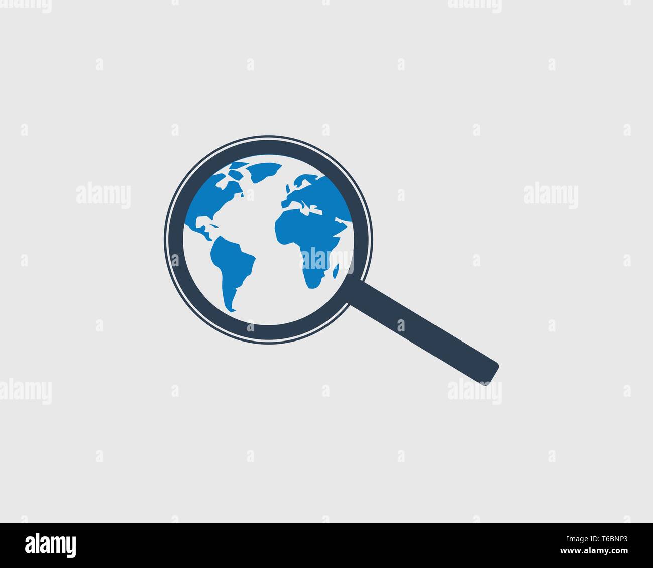 Globe Icon with Magnifying Glass symbol Stock Vector Image & Art - Alamy