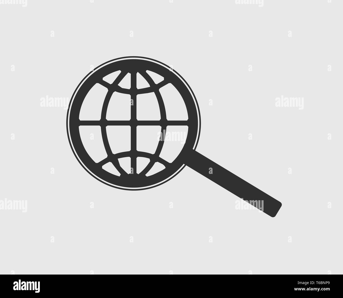 Globe Icon with Magnifying Glass symbol Stock Vector Image & Art - Alamy
