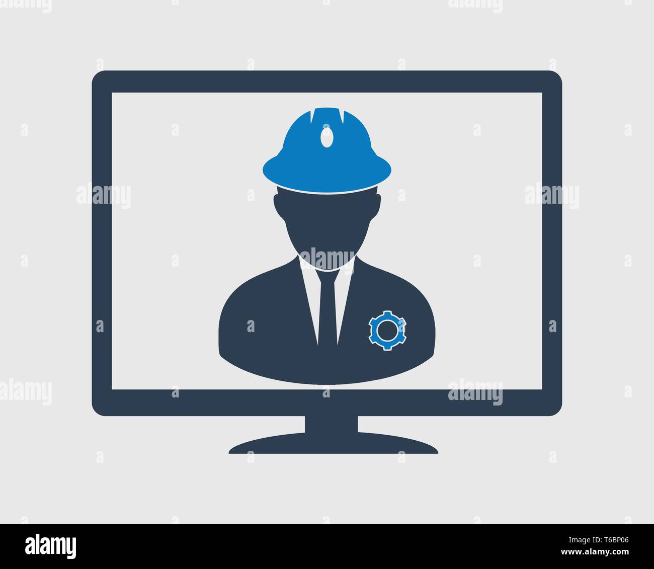 Online Engineer Team Icon. Male and Female Symbols on computer monitor ...