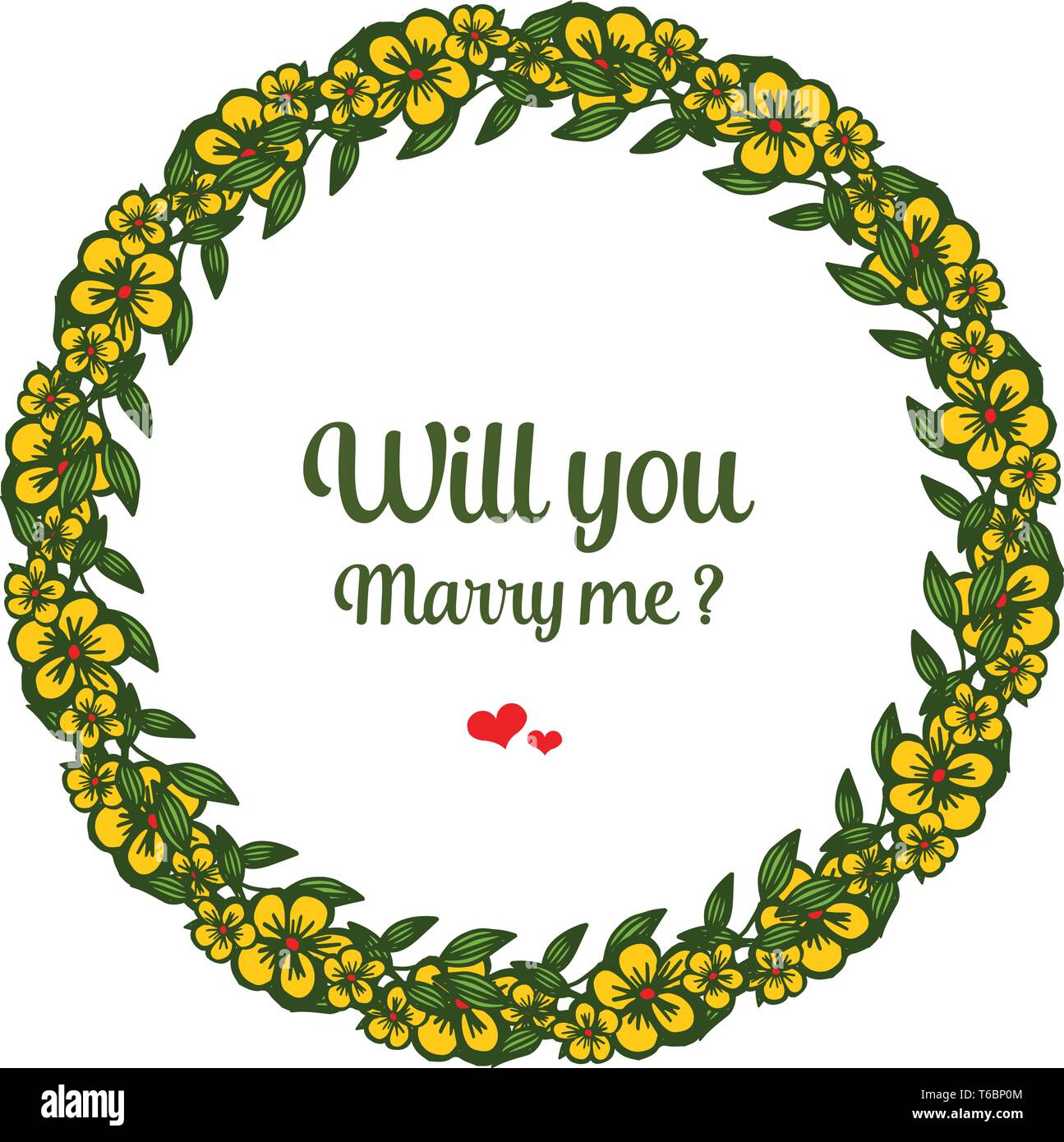 Vector illustration writing will you marry me with ornate of yellow ...