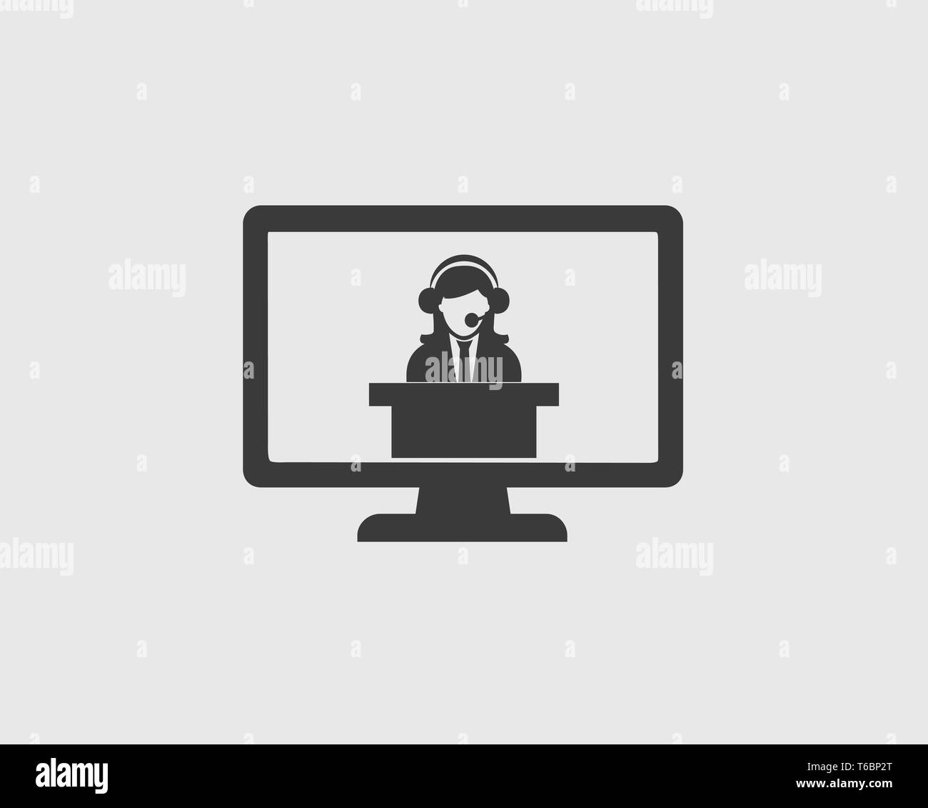 Online Customer Service Icon on gray Background Stock Vector Image ...