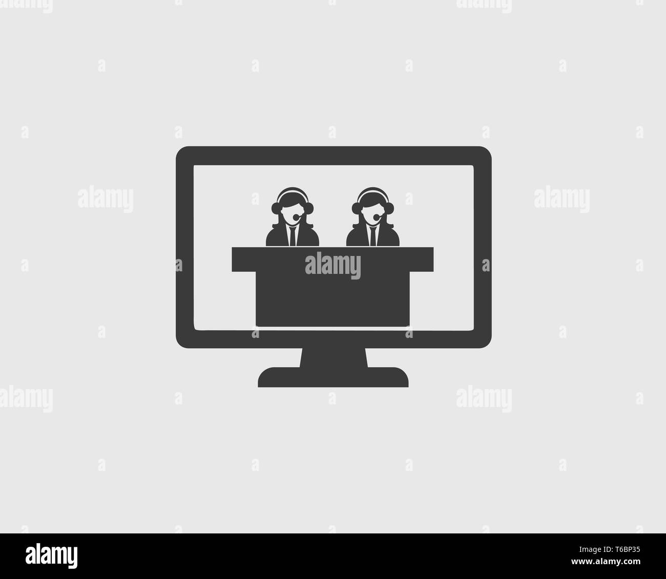 Online Customer Service Icon on gray Background Stock Vector Image ...