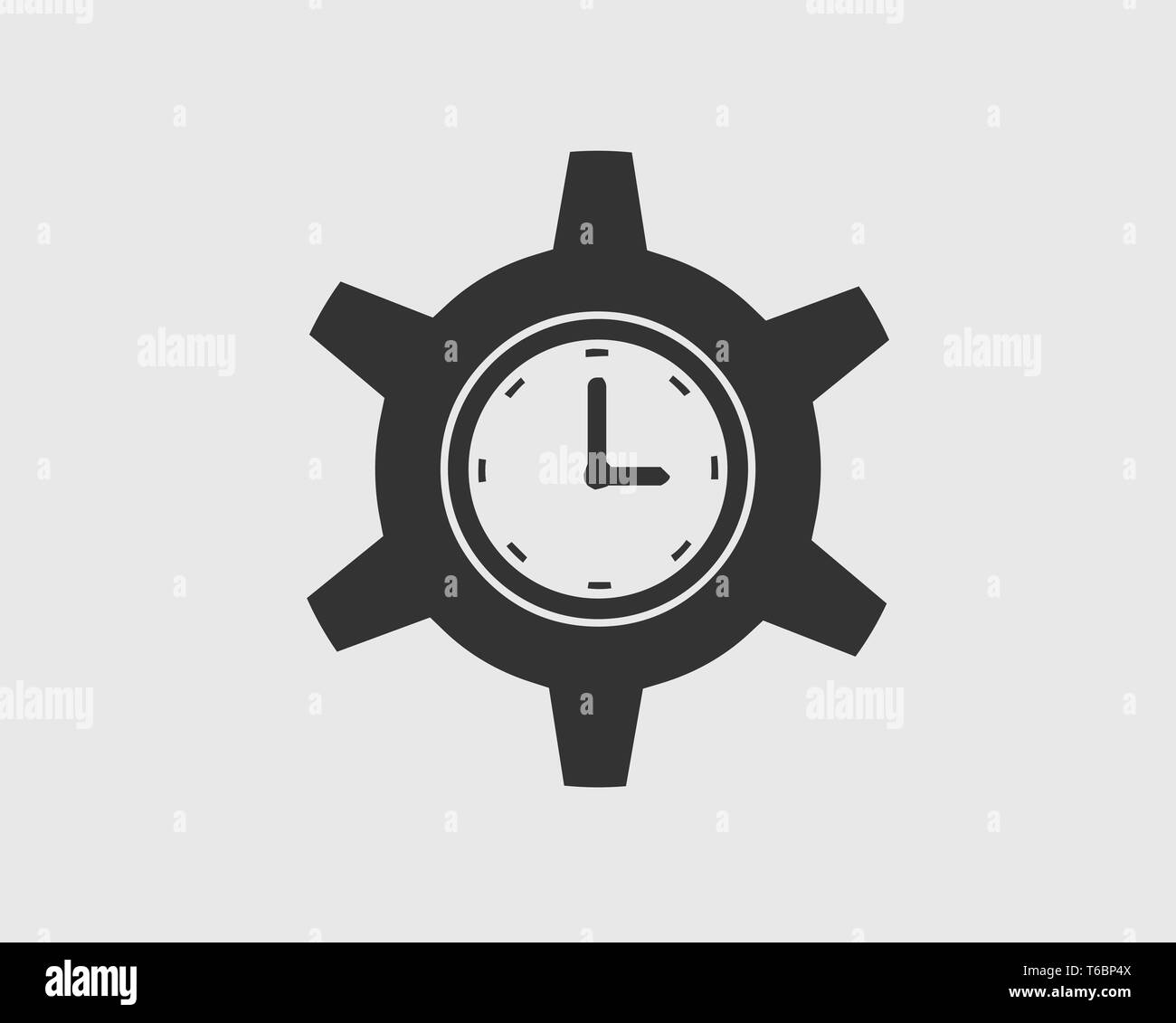 Clock Icon on gray Background with gear symbol Stock Vector Image & Art ...