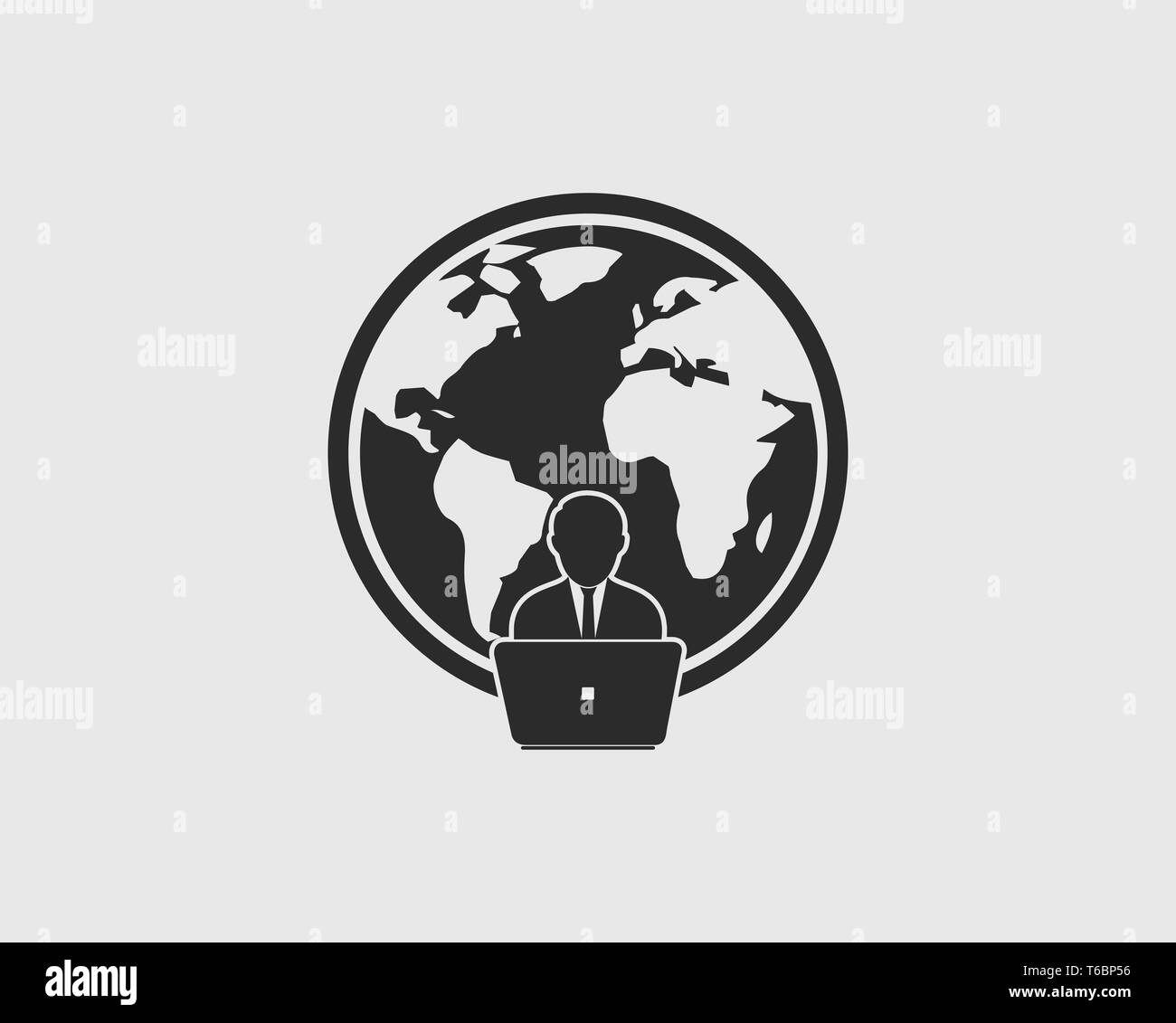 Global communication icon with Globe and man symbol Stock Vector Image ...