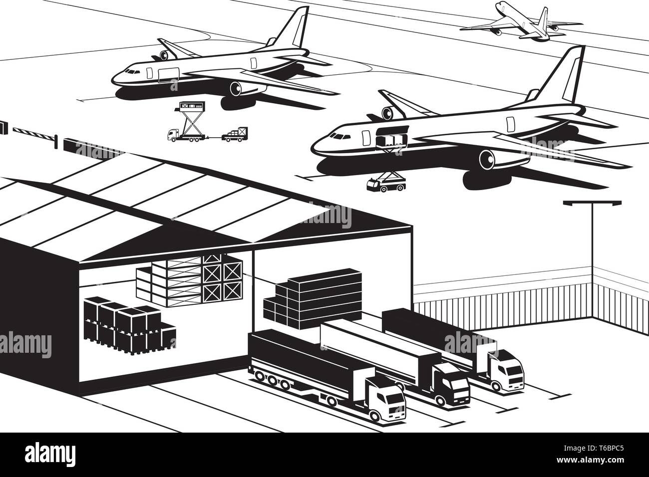 Cargo terminal at airport - vector illustration Stock Vector Image ...