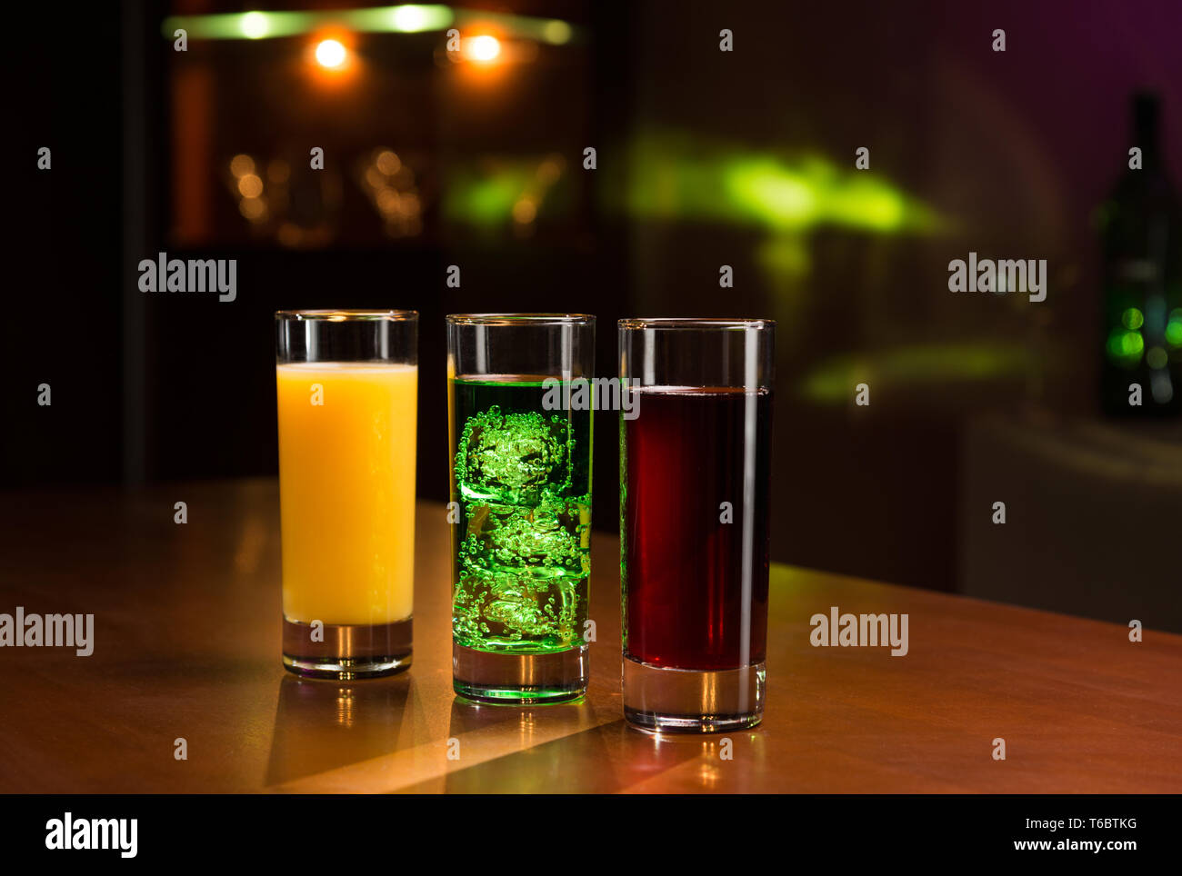 Colorful Drinks on bar counter Stock Photo - Alamy
