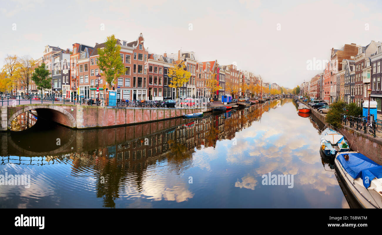 Amsterdam city view with canals and bridges Stock Photo - Alamy