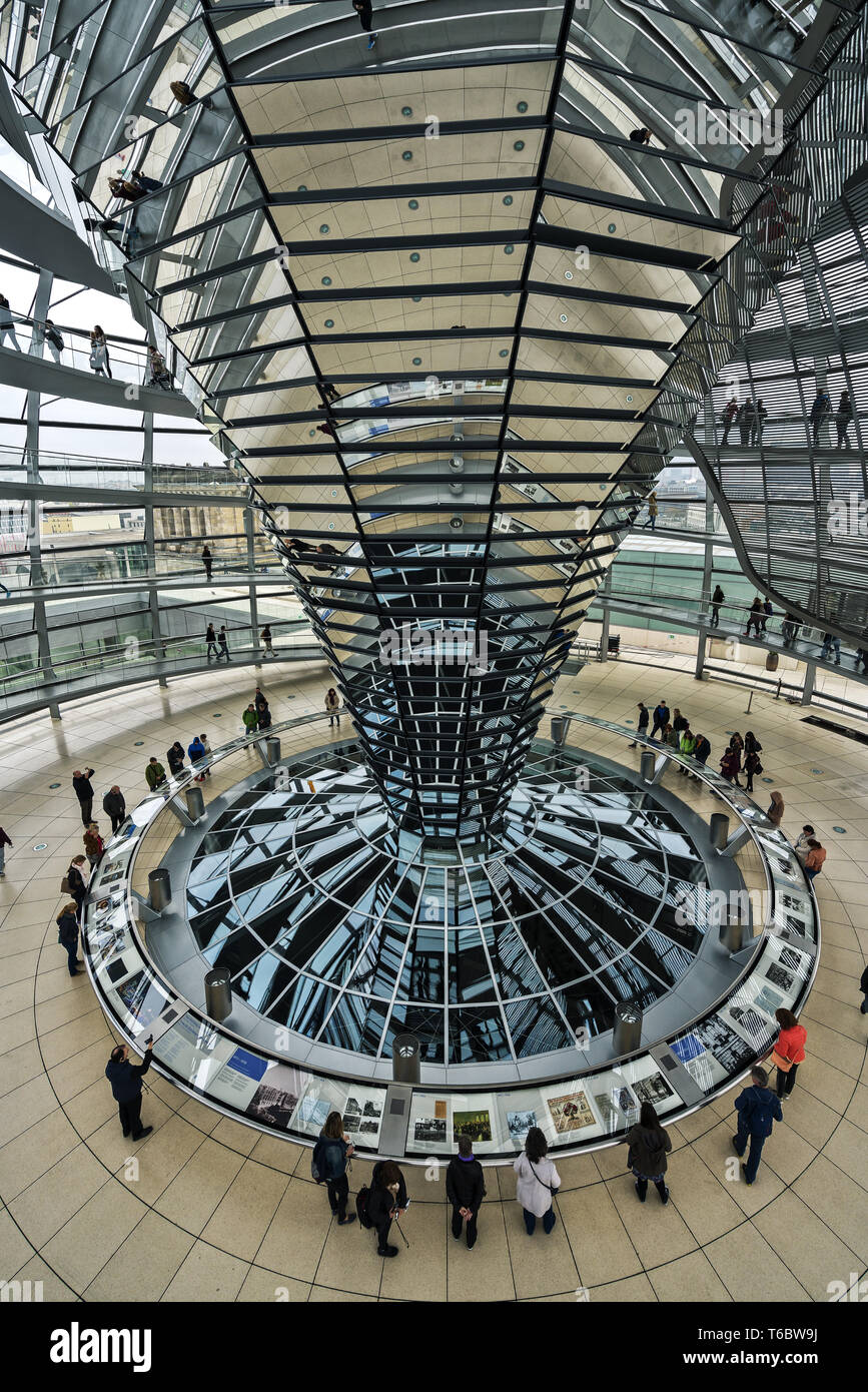 The Glass Dome of the German Reichstag building in Berlin, Germany ...