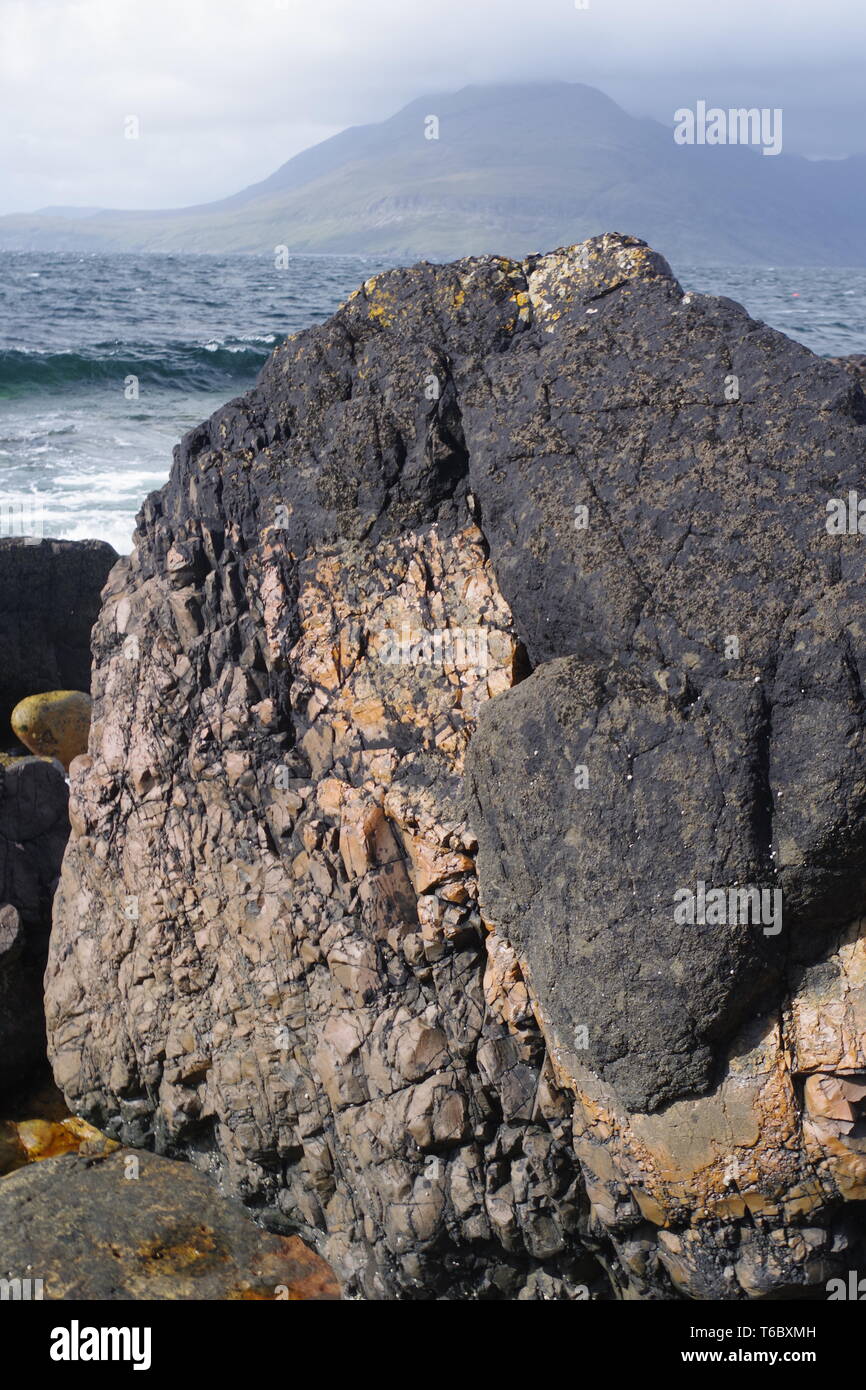 Gars Bheinn beyond a Minor Igneous intrusion Basalt Skye. Elgol, Isle ...