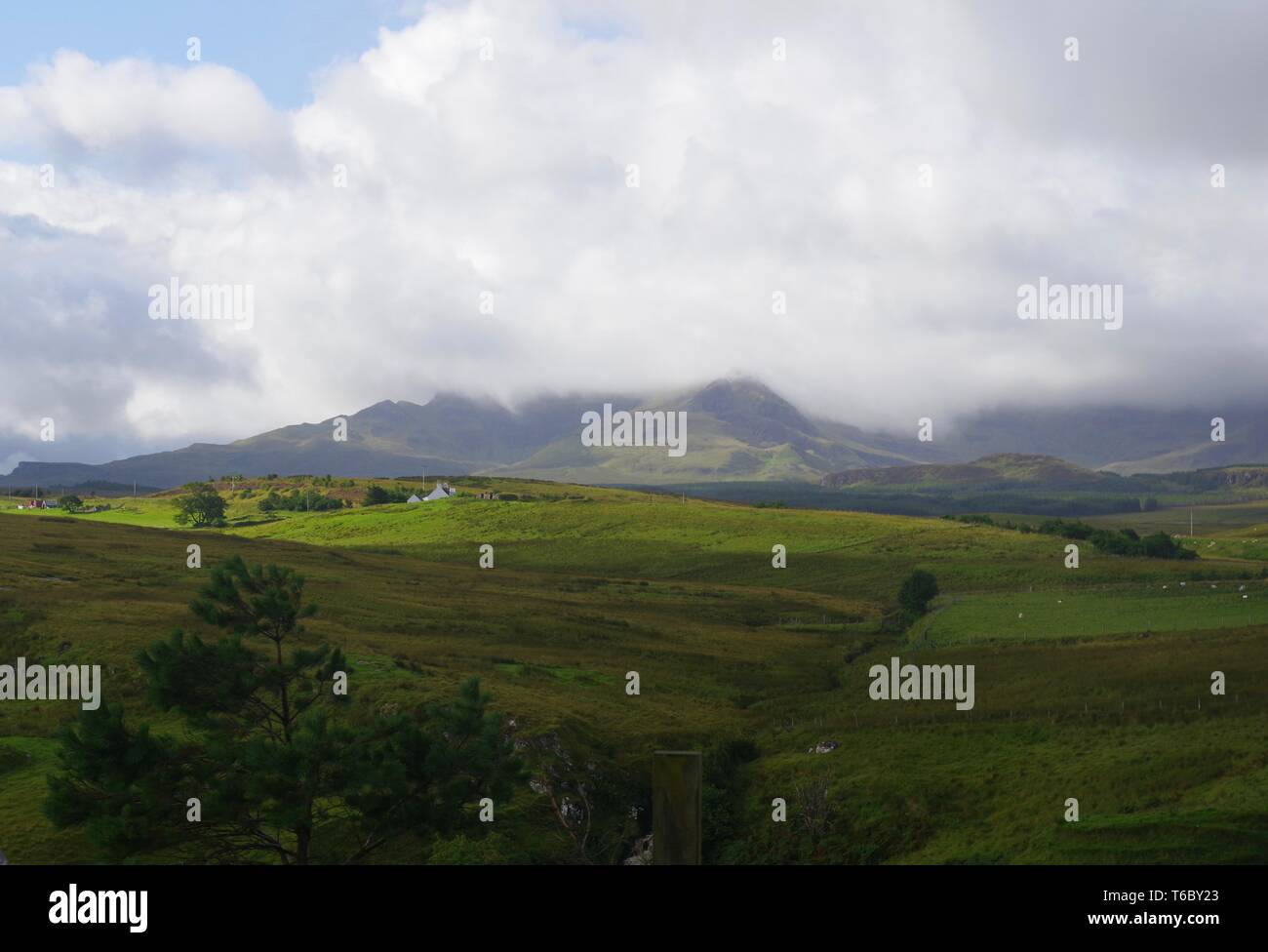 Lonfearn Burn through Vibrant Green Countryside under Low Cloud with ...