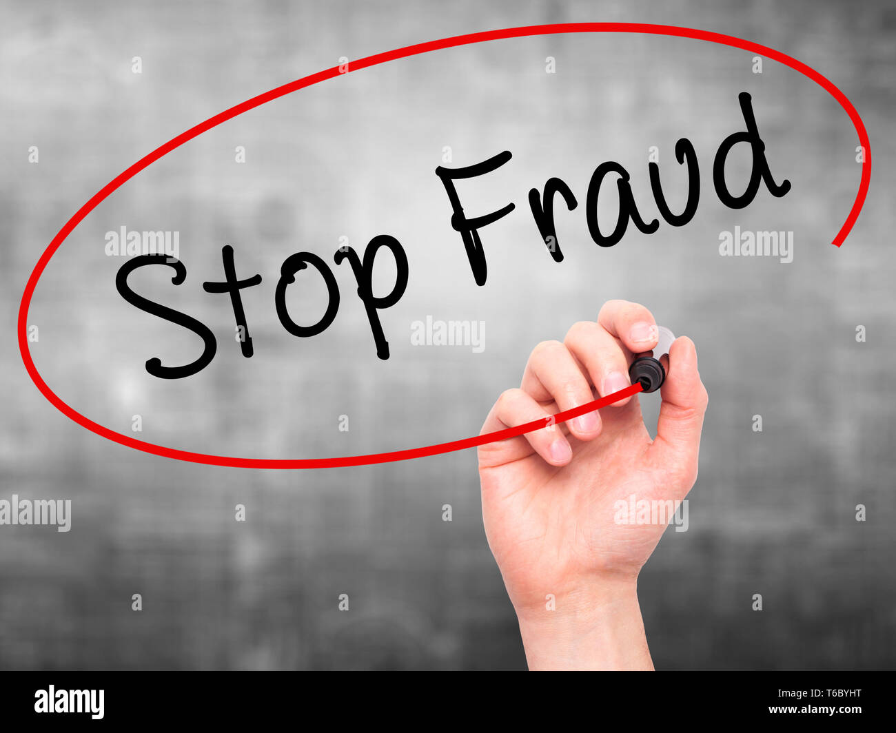 Man Hand writing Stop Fraud with black marker on visual screen Stock ...