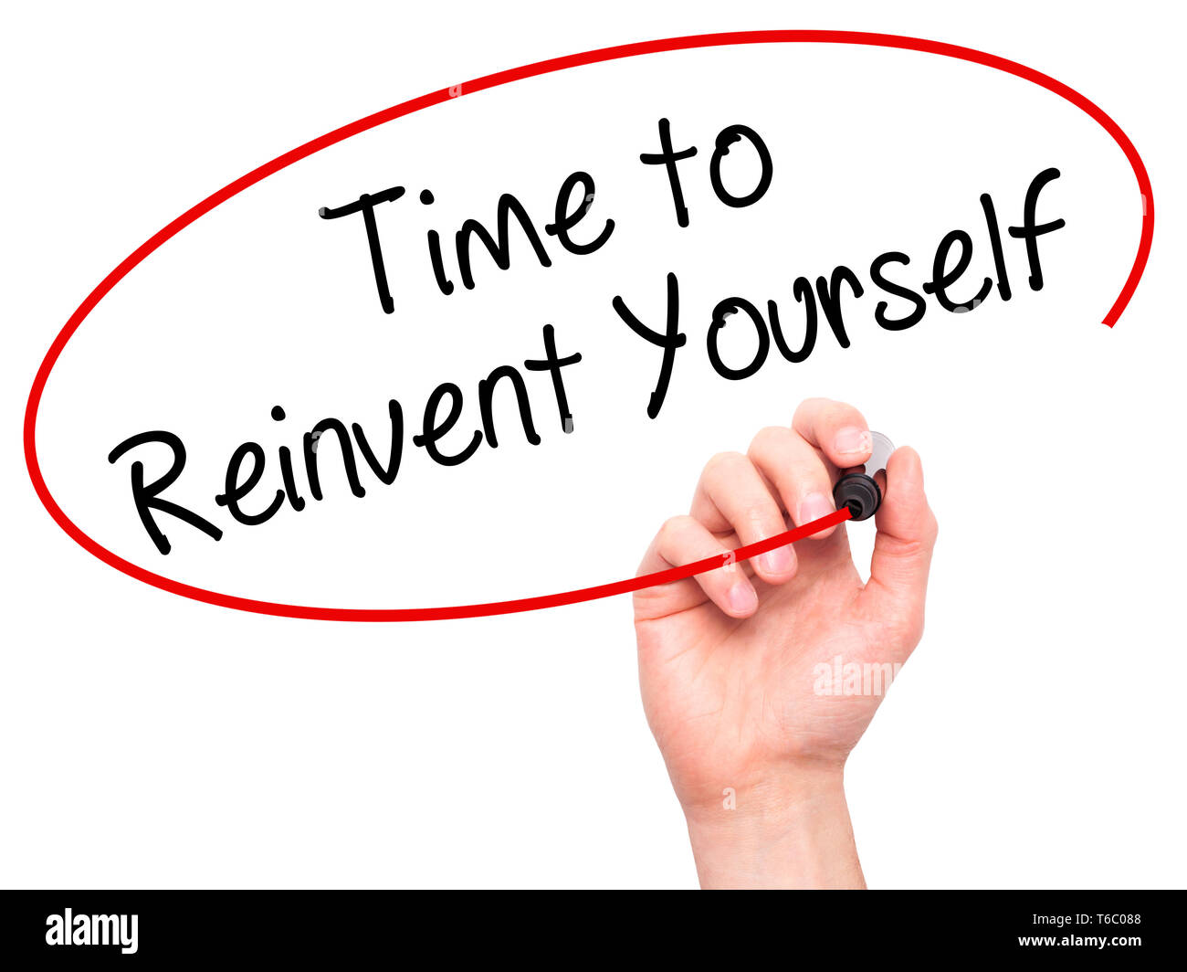 Man Hand writing Time to Reinvent Yourself with black marker on visual ...
