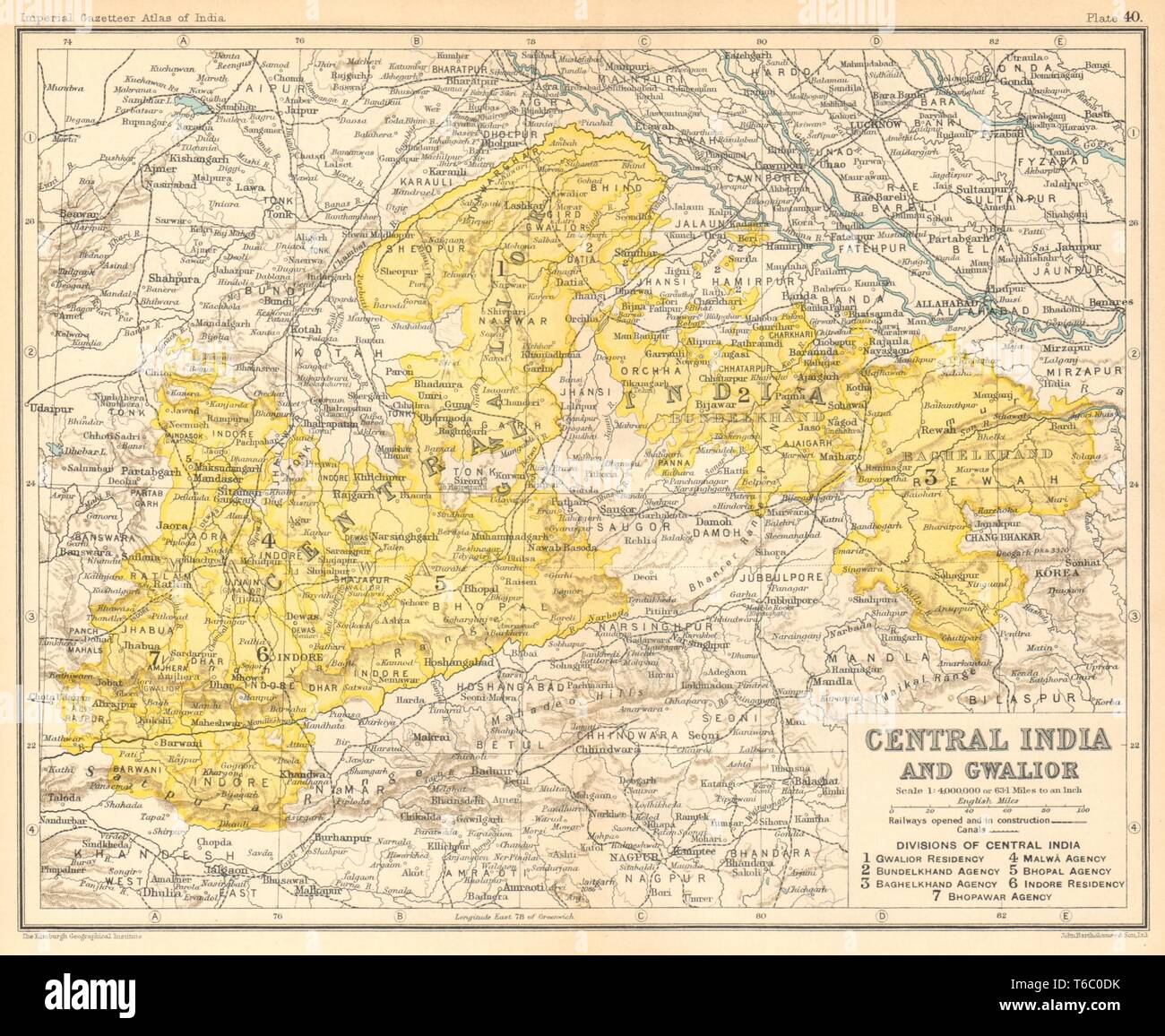 'Central India & Gwalior'. British India provinces. Madhya Pradesh 1931 ...