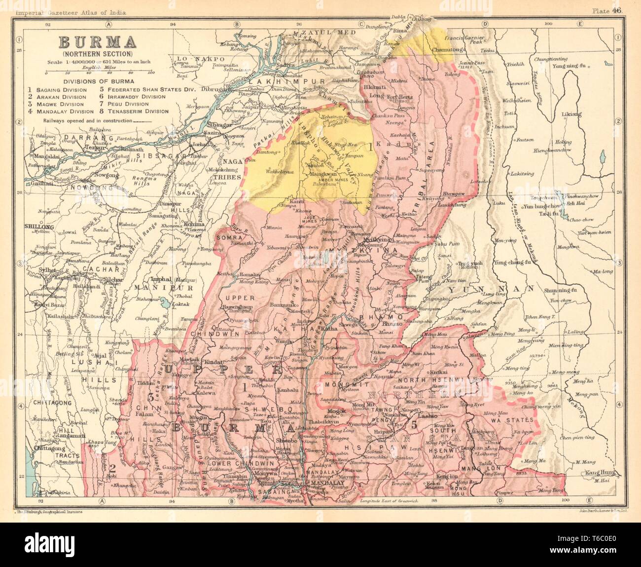 British Burma North. Railways. Myanmar. Mandalay 1931 old vintage map ...