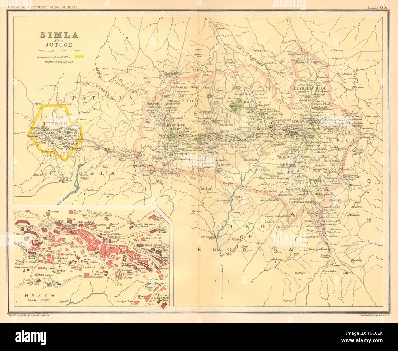 Simla / Shimla & Jutogh cantonment. Lakkar Bazaar. British India 1931 ...