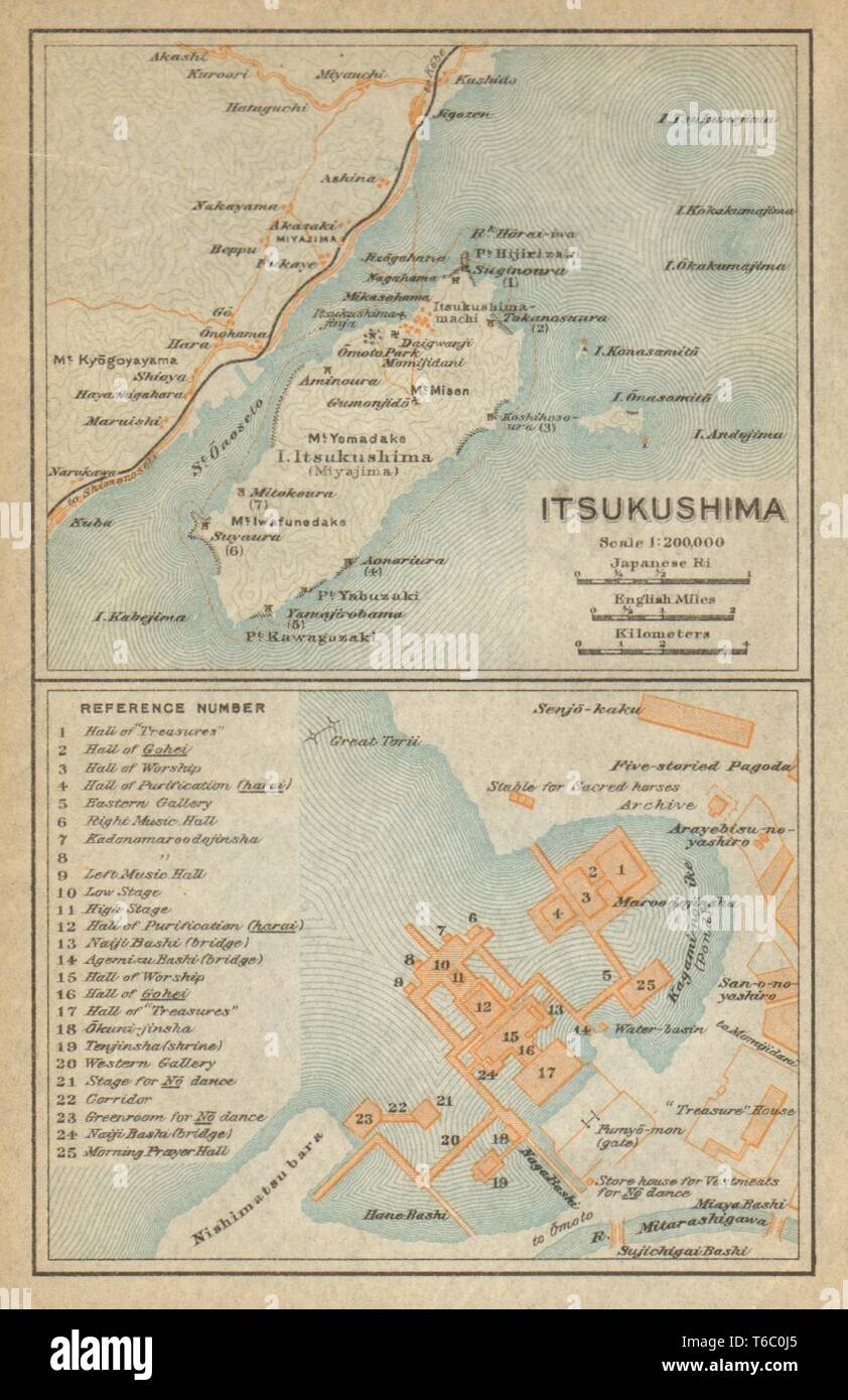 Itsukushima island & shrine. Miyajima, Hiroshima Bay. Japan 1914 old ...