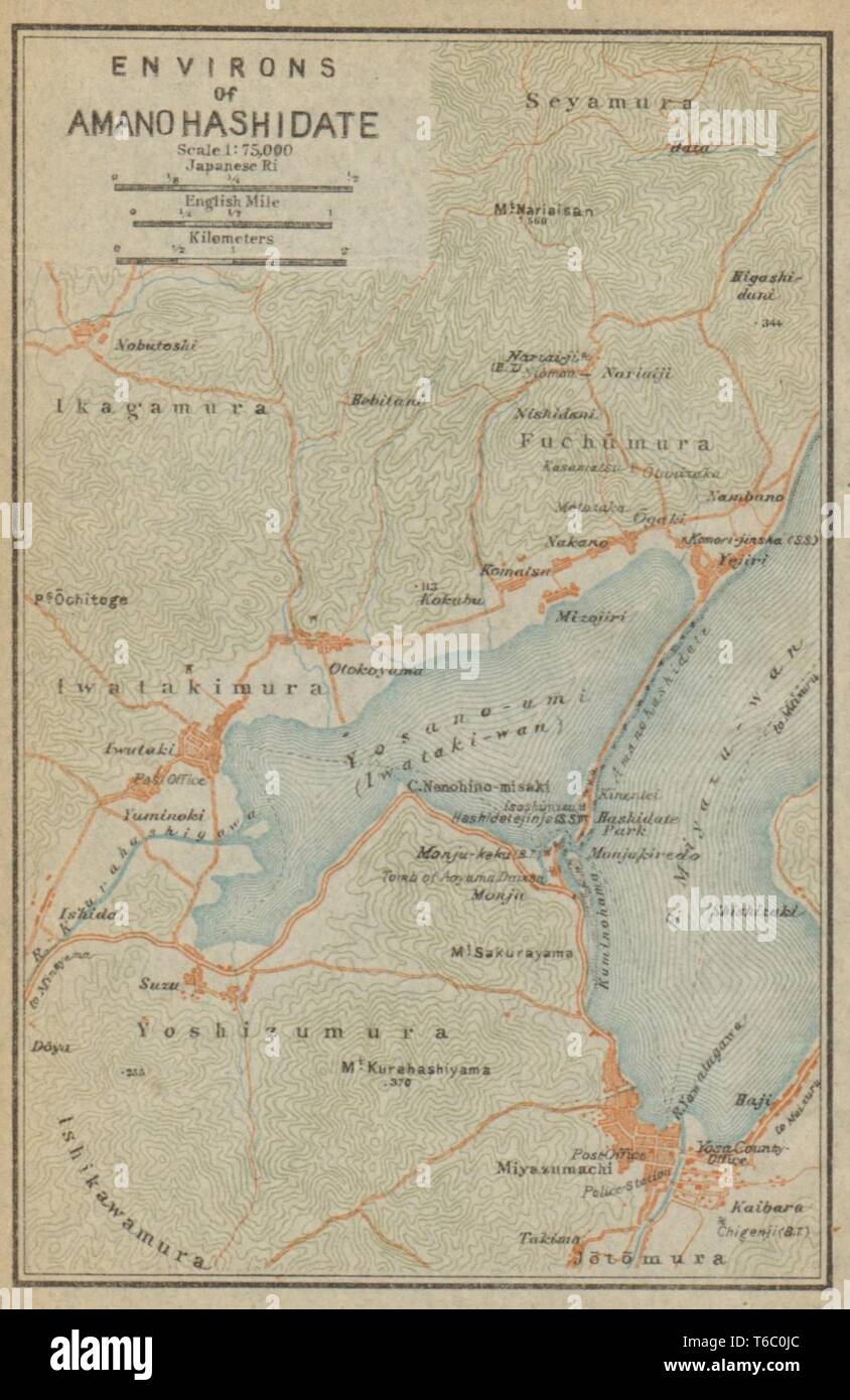 Amanohashidate environs, Miyazu Bay. Kyoto Prefecture, Japan 1914 old ...