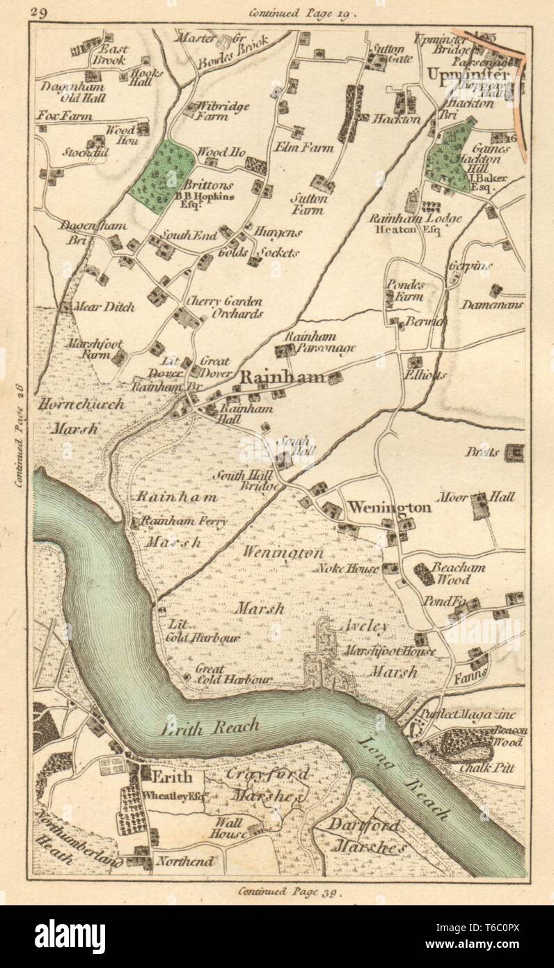 HORNCHURCH.Upminster,Erith,Rainham,Dagenham,Purfleet,Dartford 1811 old ...