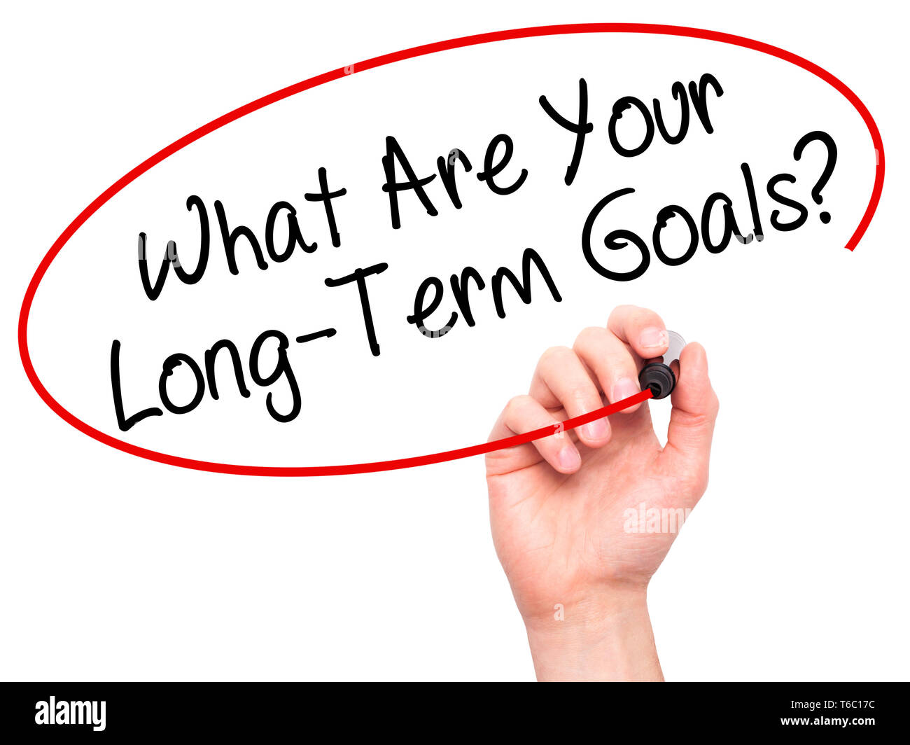 Man Hand writing What Are Your Long-Term Goals? with black marker on ...